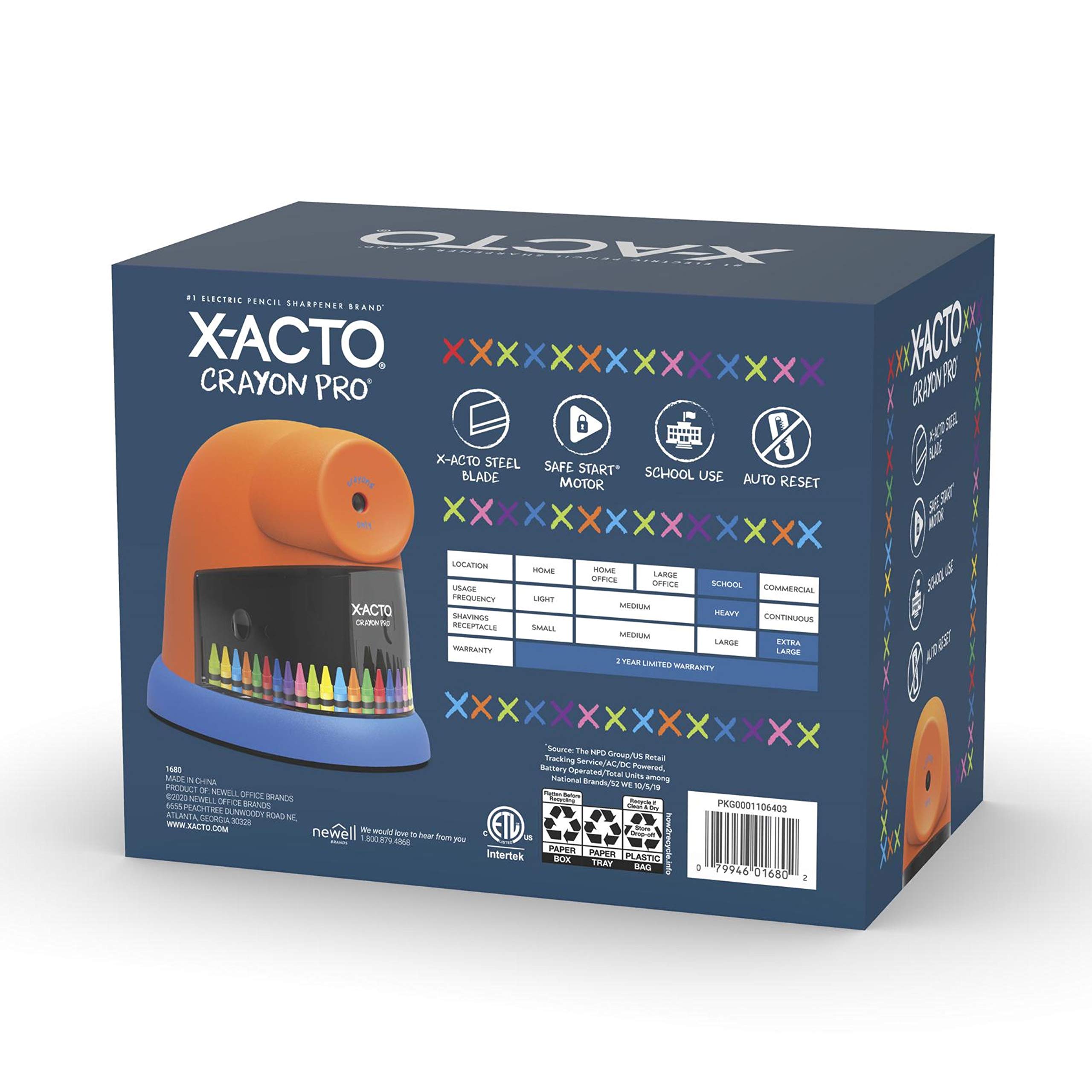 X-ACTO Crayon Pro Electric Crayon Sharpener, Electric Sharpener with SafeStart Automatic Motor, Great for Home or Schools