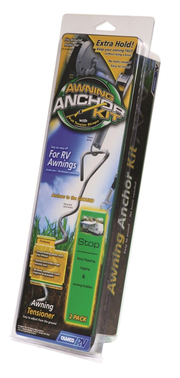 Camco 42593 Awning Anchor Kit with Pull Tension Strap