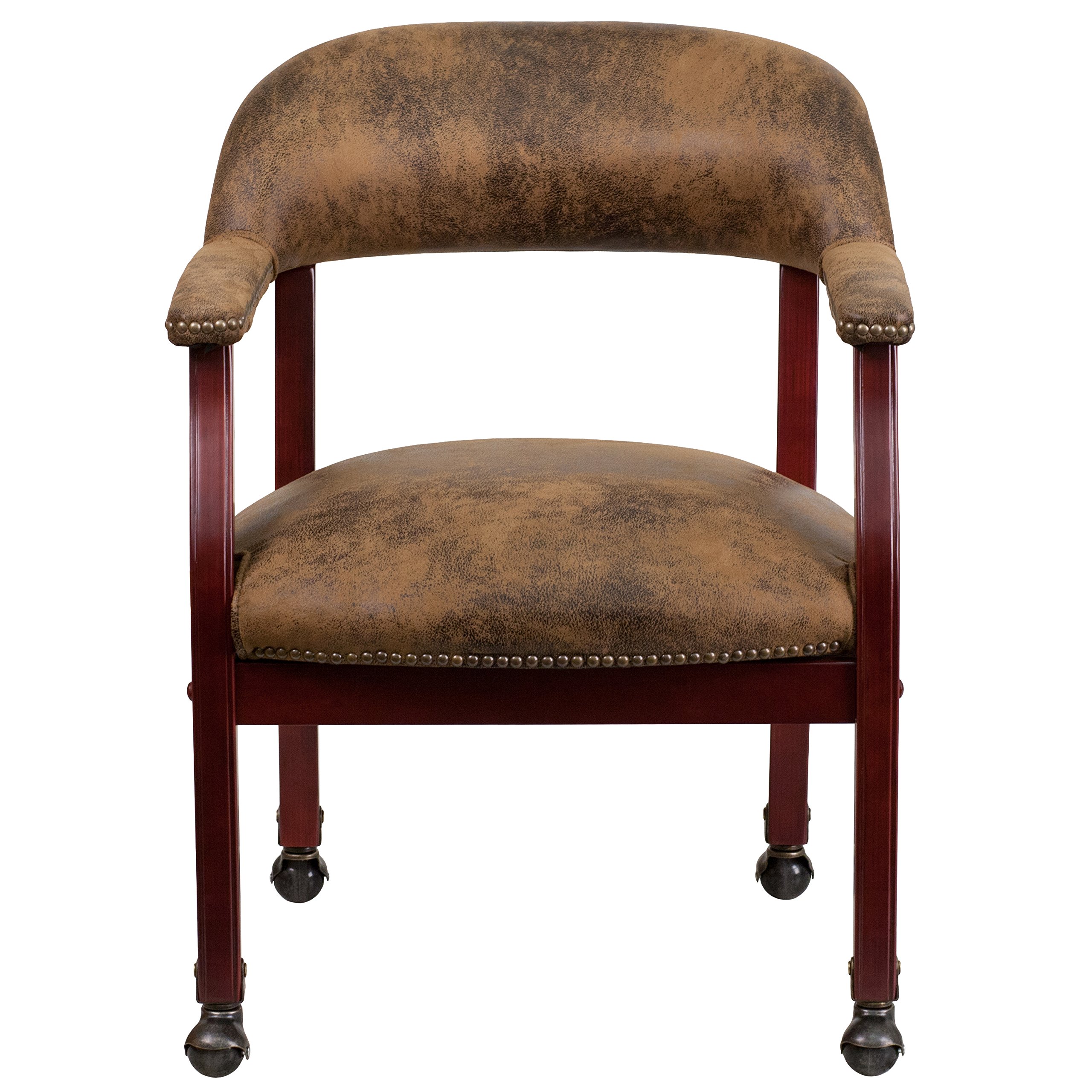 Flash Furniture Bomber Jacket Brown Luxurious Conference Chair with Accent Nail Trim and Casters