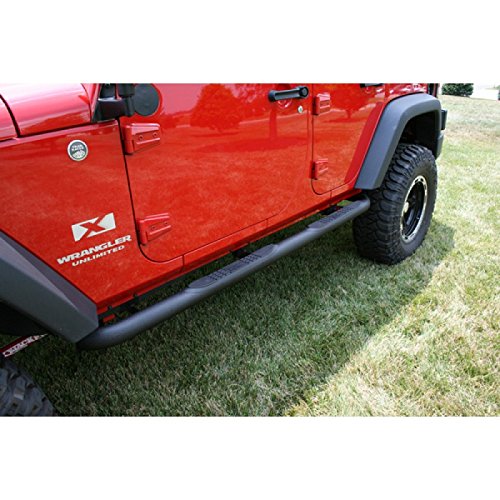 Rugged Ridge 11591.02 Tube Side Step Kit, Round, 3 Inch, Black; 76-86 Jeep CJ7