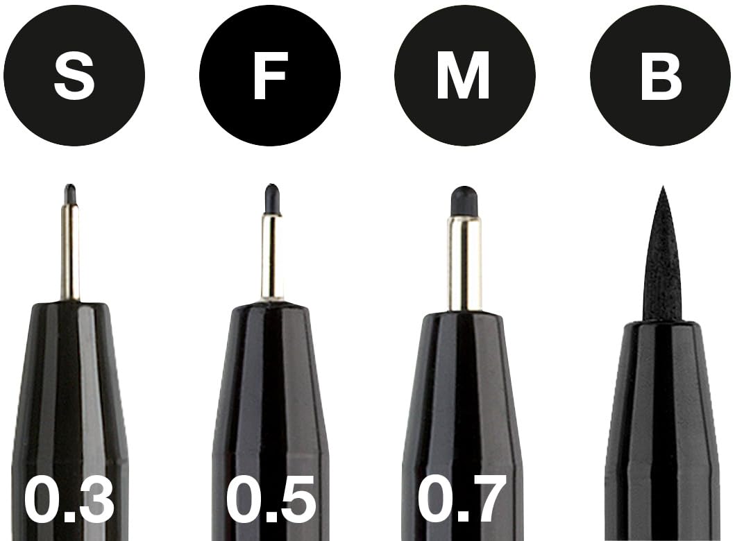Faber Castell 167100 Pit Artist Pens, Set of 4, Black Assortment, 199 S, F, M, B