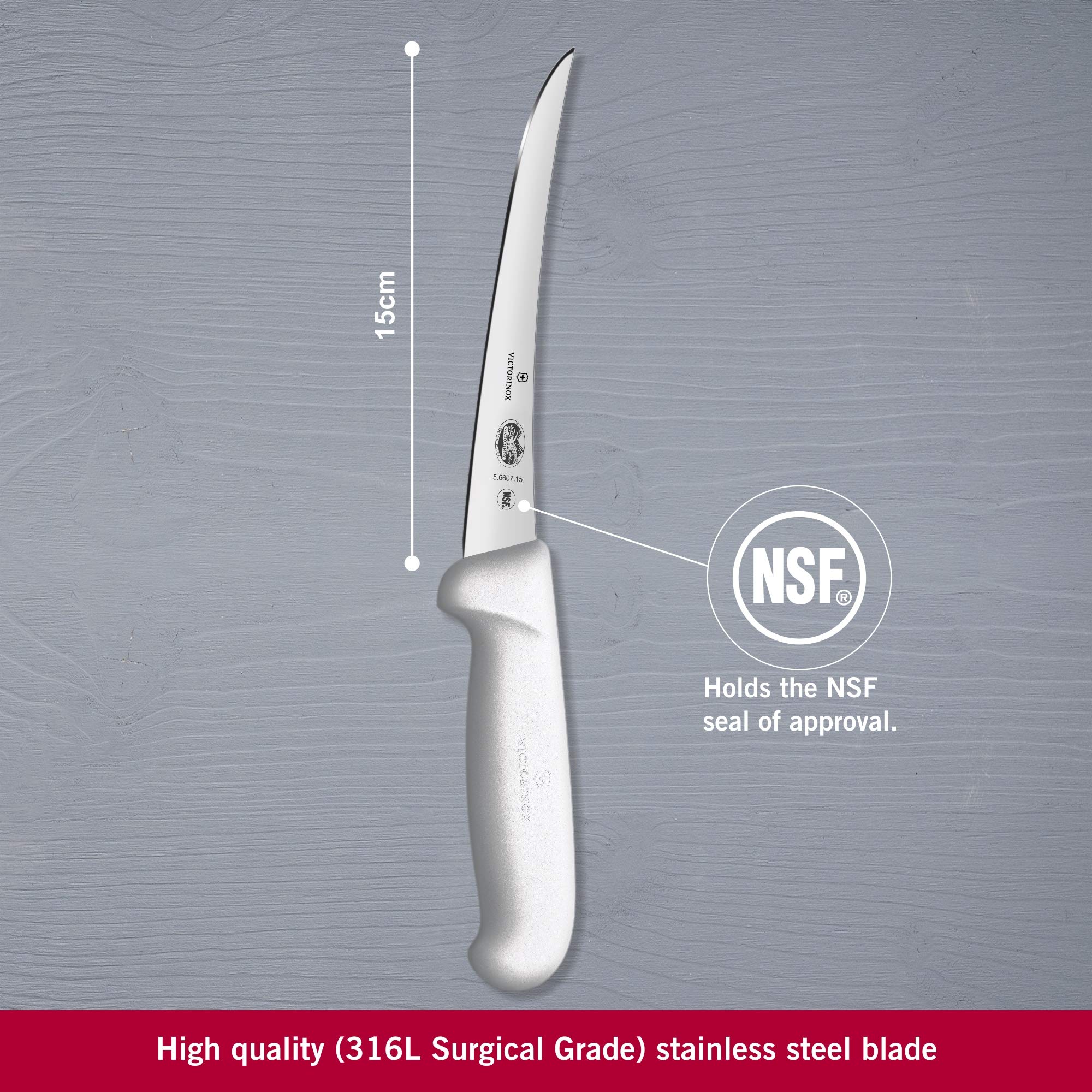 Victorinox Swiss Army Cutlery Fibrox Pro Curved Boning Knife, Semi-Stiff Blade, 6-Inch