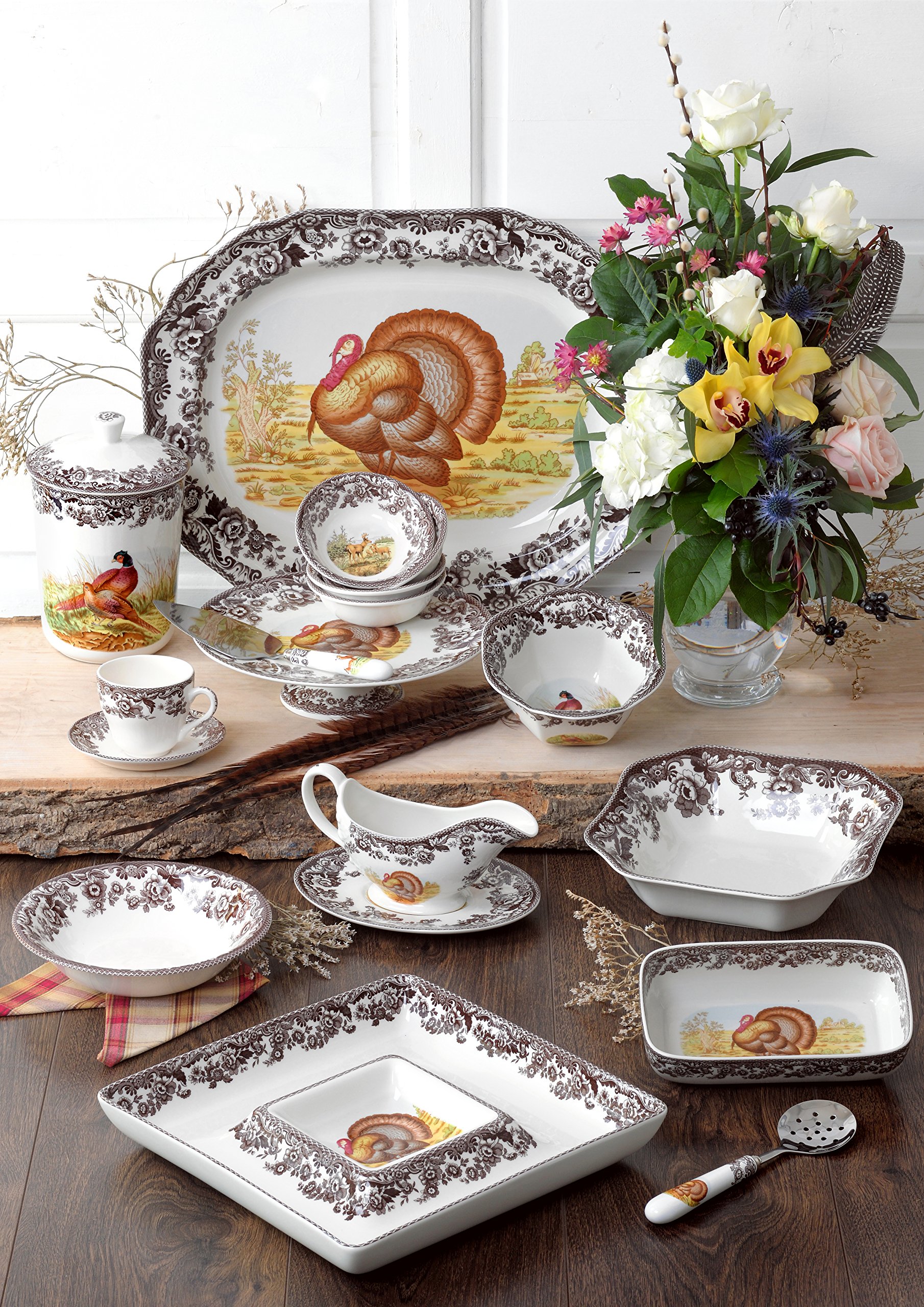 Spode Woodland 19" Octagonal Serving Platter | Turkey Platter for Thanksgiving, Dinner Parties, and Other Events | Made from Fine Porcelain | Microwave and Dishwasher Safe