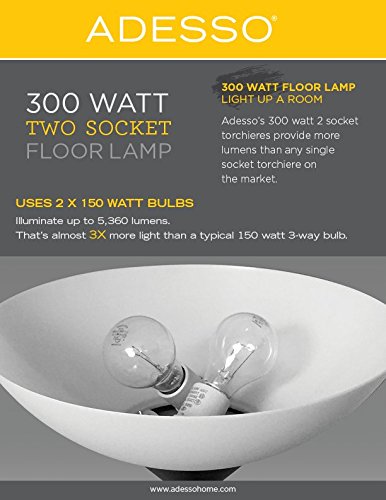 Adesso Home 5233-22 Transitional Two Light Floor Lamp from Odyssey Collection in Pwt, Nckl, B/S, Slvr. Finish, Steel