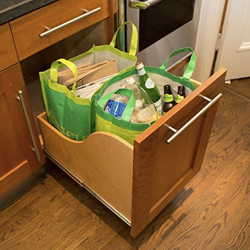 Great Useful Stuff Set of 2: G.U.S. Recycle Bins for Home and Office - Waterproof, Tall with Extra Sturdy Handles. Durable, Washable, Affordable Recycle Bags