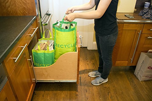 Great Useful Stuff Set of 2: G.U.S. Recycle Bins for Home and Office - Waterproof, Tall with Extra Sturdy Handles. Durable, Washable, Affordable Recycle Bags
