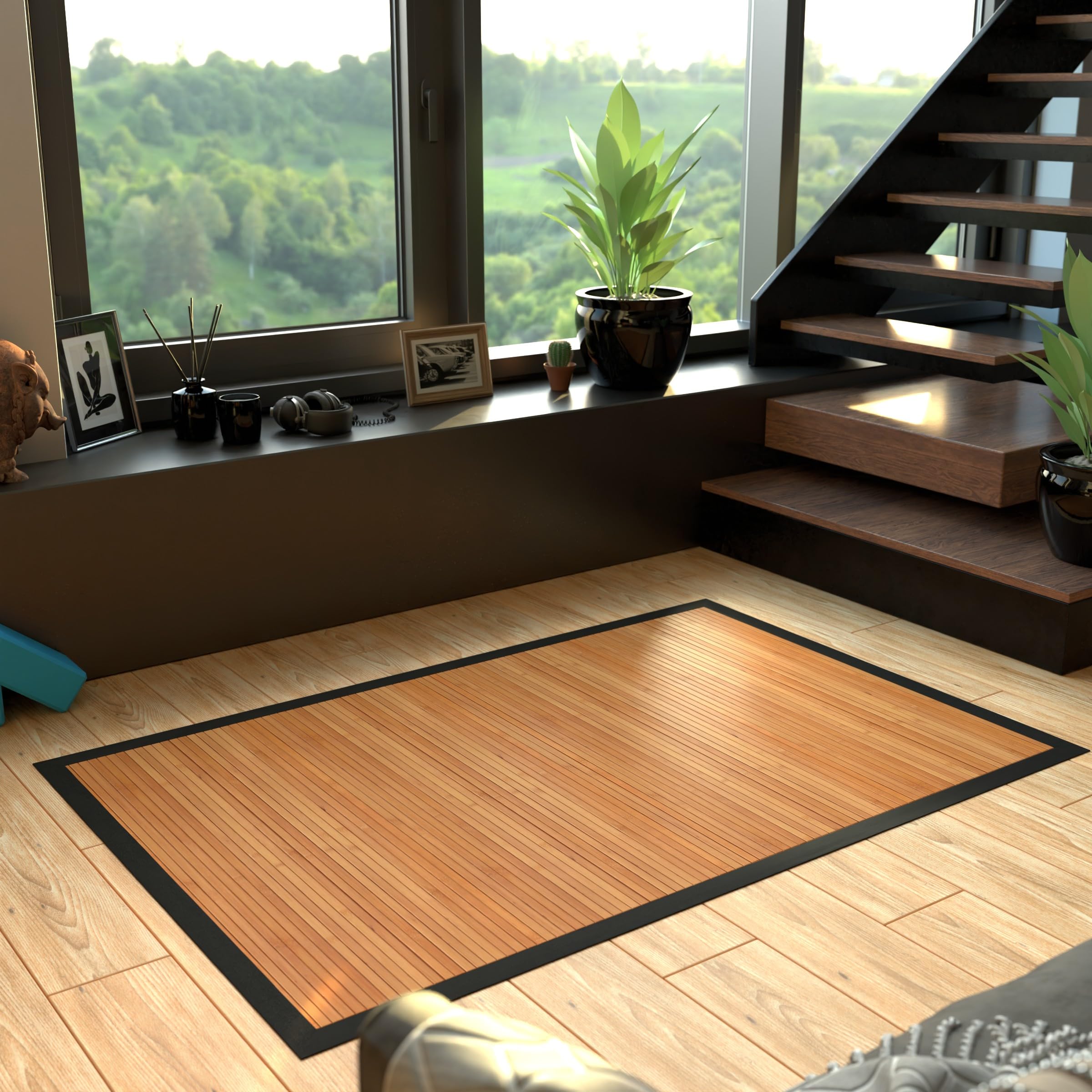 Oriental Furniture Bamboo Rug - Burnt Bamboo - 4' x 6'