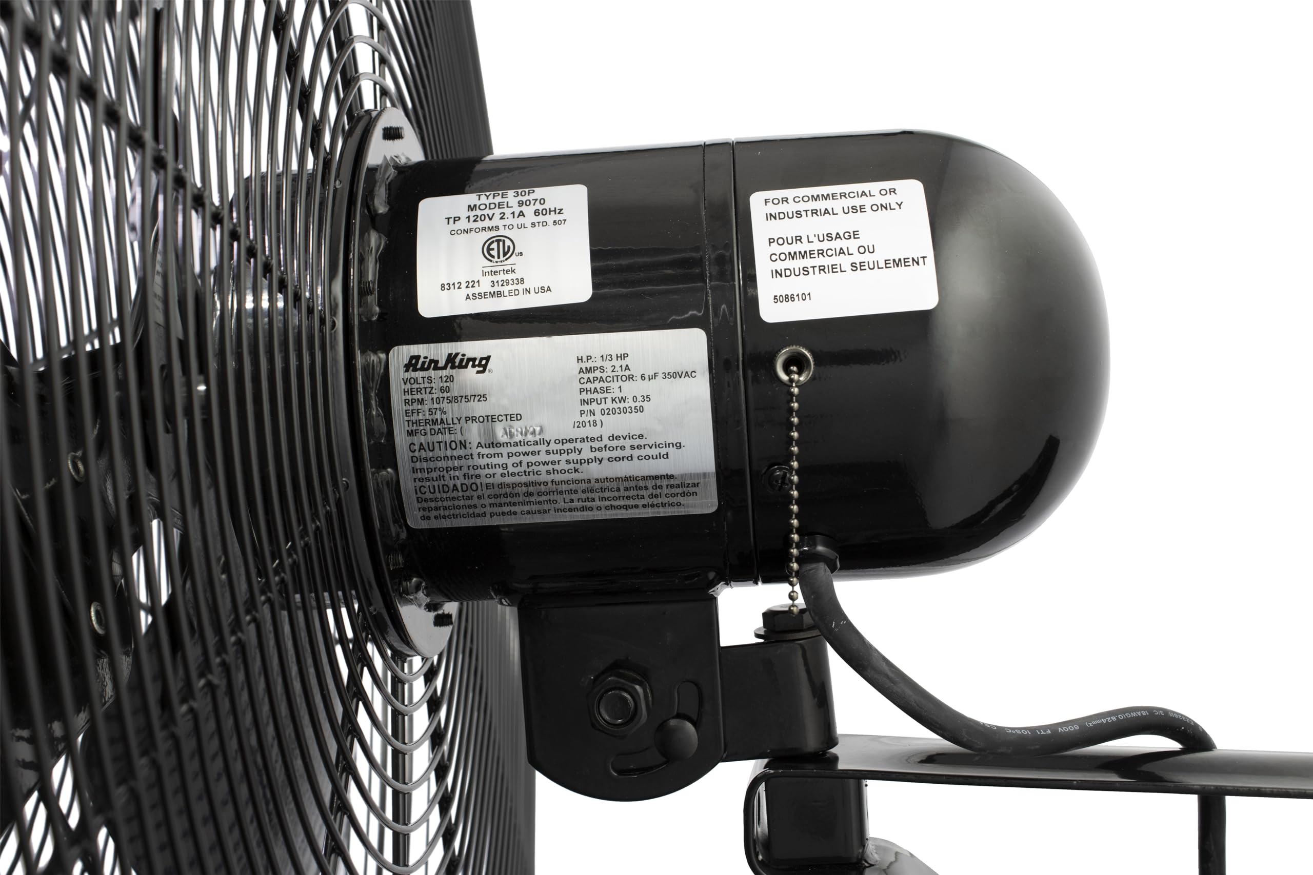 Air King 9070 30-Inch 1/3-Horsepower Industrial Grade Wall Mount Fan, Black Finish