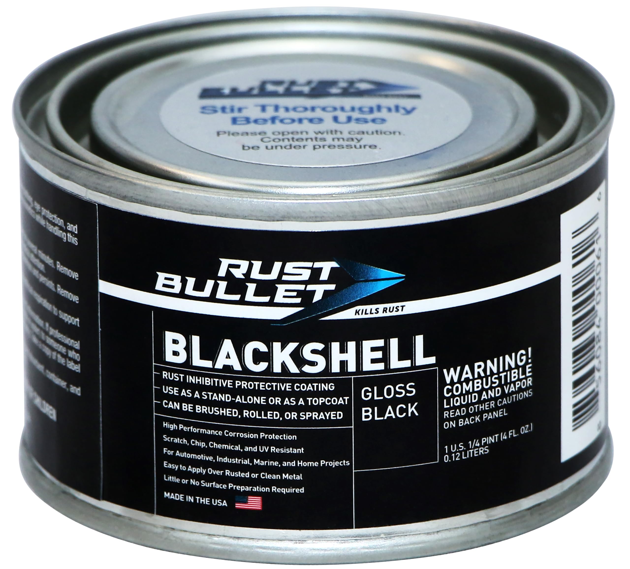 RUST BULLET - BlackShell - Black Rust Inhibitor, Rust Preventive Coating - UV Resistant Rust Treatment - 4 oz