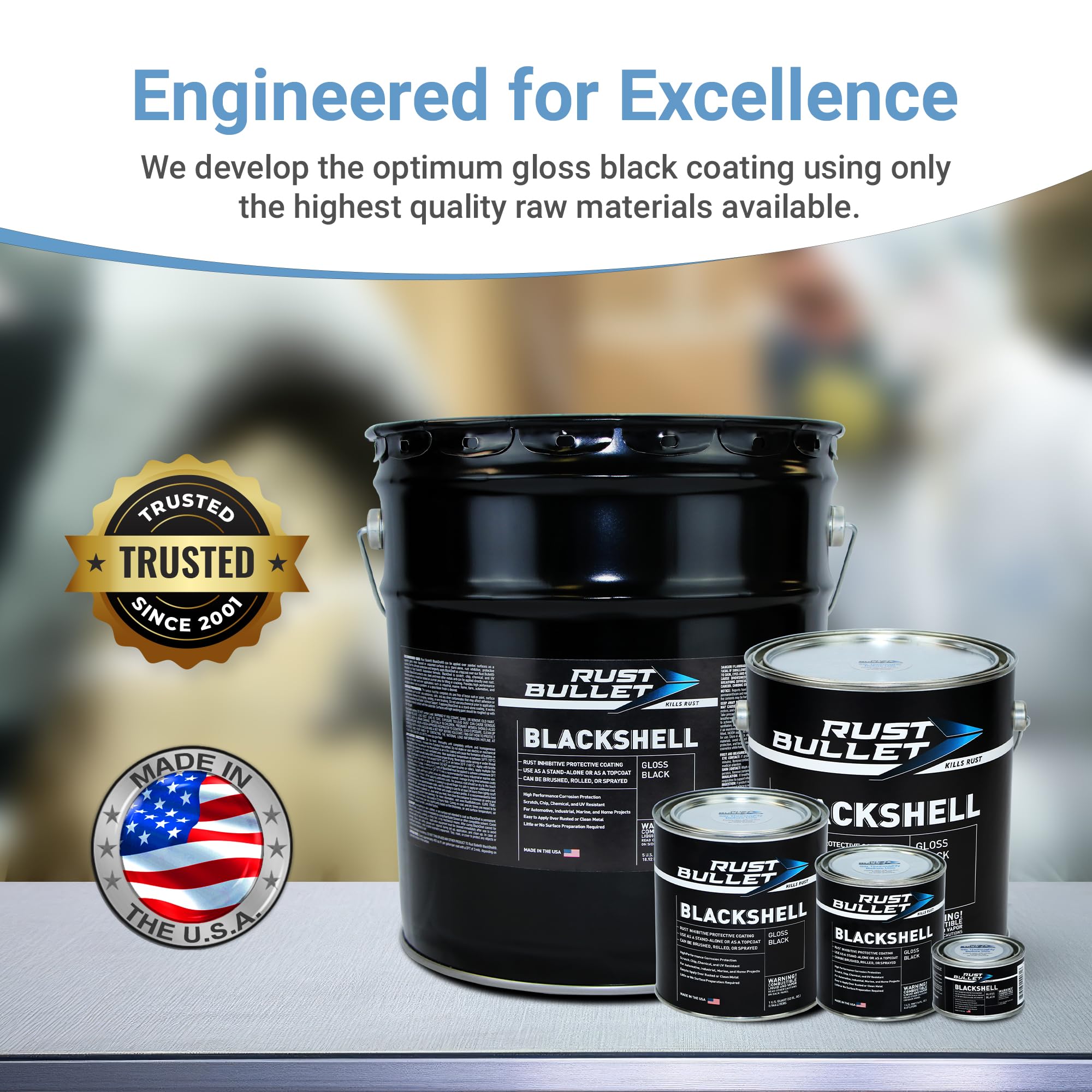 RUST BULLET - BlackShell - Black Rust Inhibitor, Rust Preventive Coating - UV Resistant Rust Treatment - 4 oz