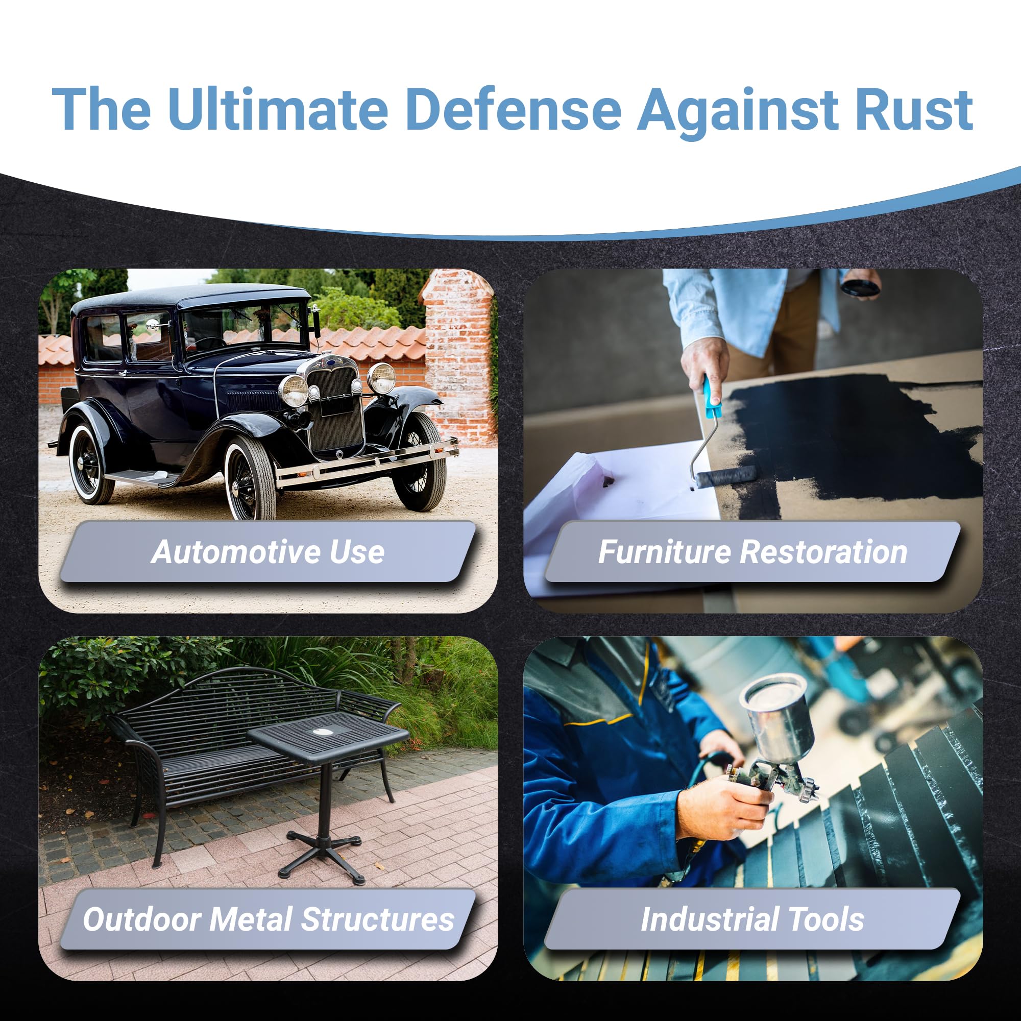 RUST BULLET - BlackShell - Black Rust Inhibitor, Rust Preventive Coating - UV Resistant Rust Treatment - 4 oz