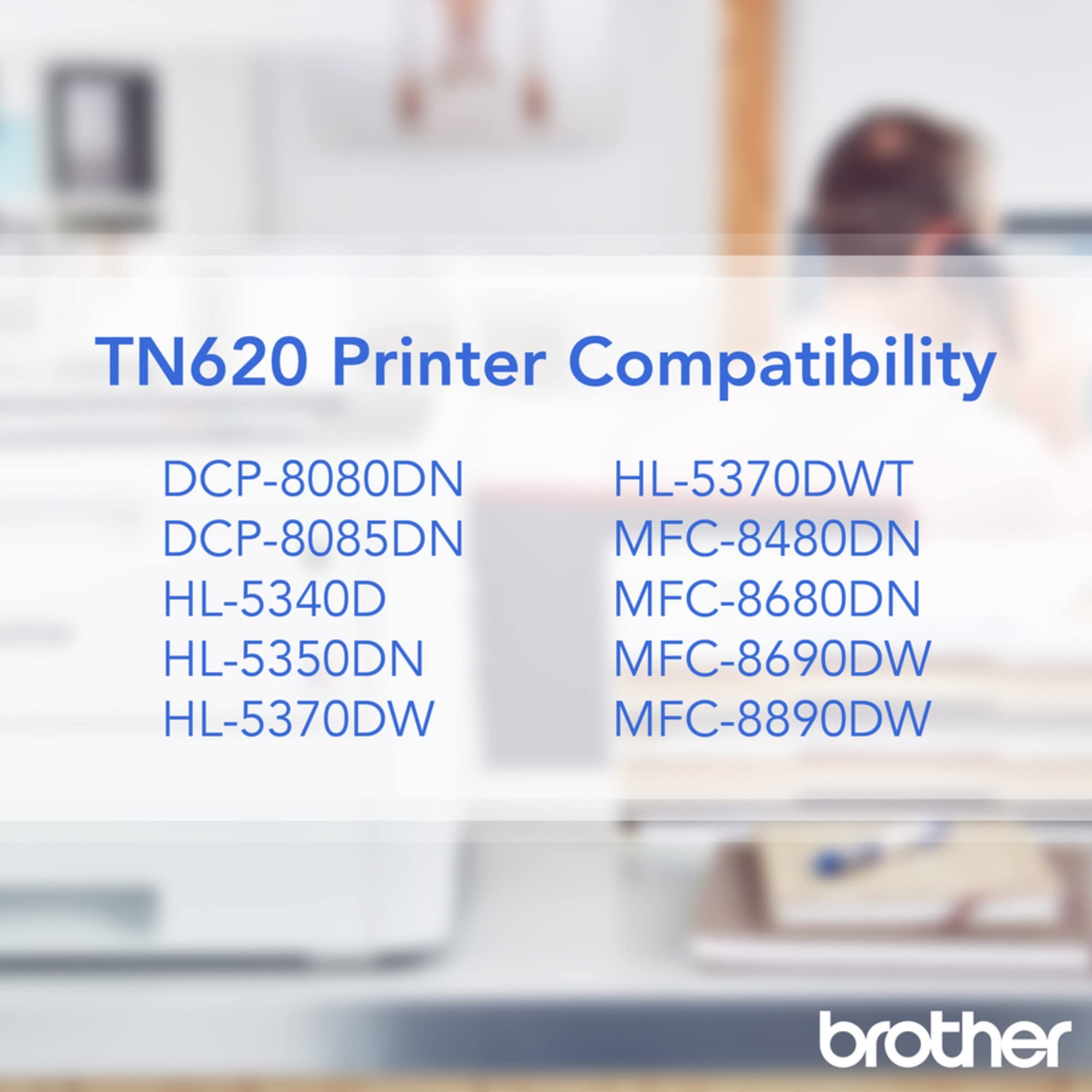 Brother TN-620 DCP-8080 8085 HL-5340D 5350 5370 MFC-8480 8680 8690 8890 Toner -Cartridge (Black) in Retail Packaging, 1 Size