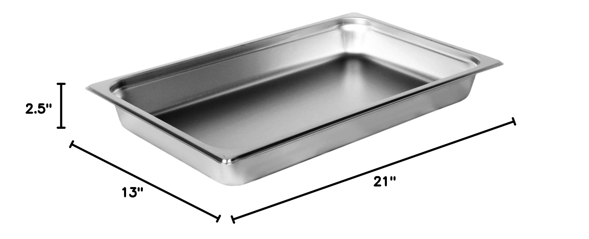Winco SPJH-102 Steam Table Pan, Full Size, 2-1/2" Deep, Heavy Weight S/S