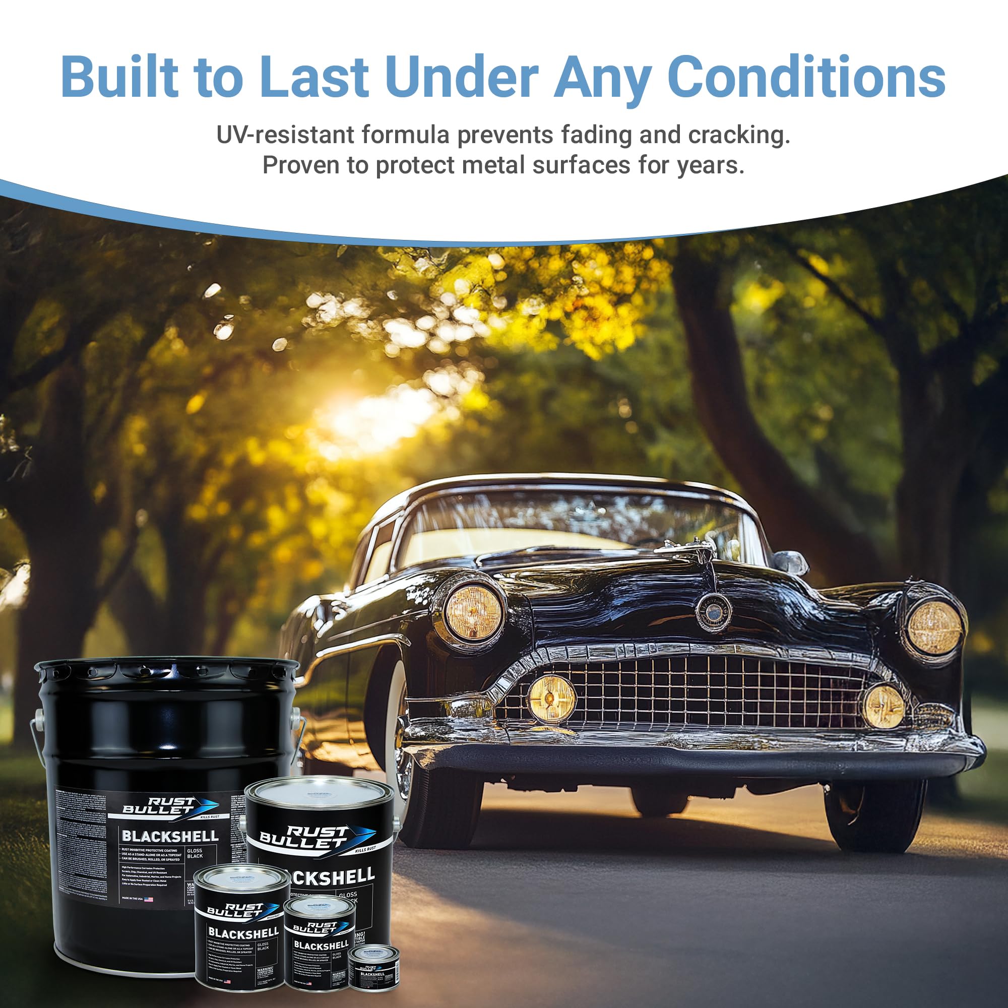 RUST BULLET - BlackShell - Black Rust Inhibitor, Rust Preventive Coating - UV Resistant Rust Treatment - Quart