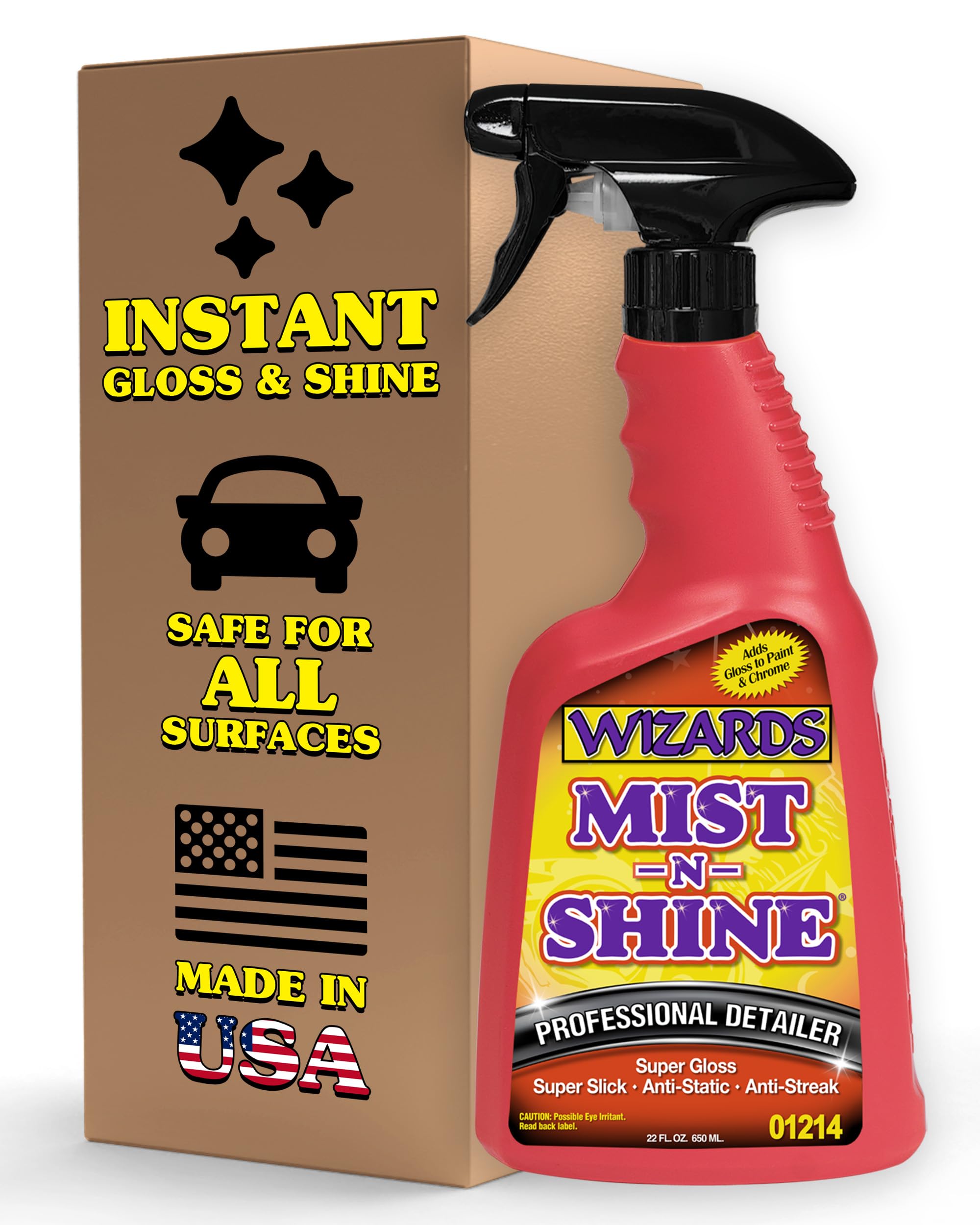 WIZARDS - Mist-N-Shine Professional Detailer, High-Gloss Car Detailing and Surface Cleaner Spray (22 oz.)