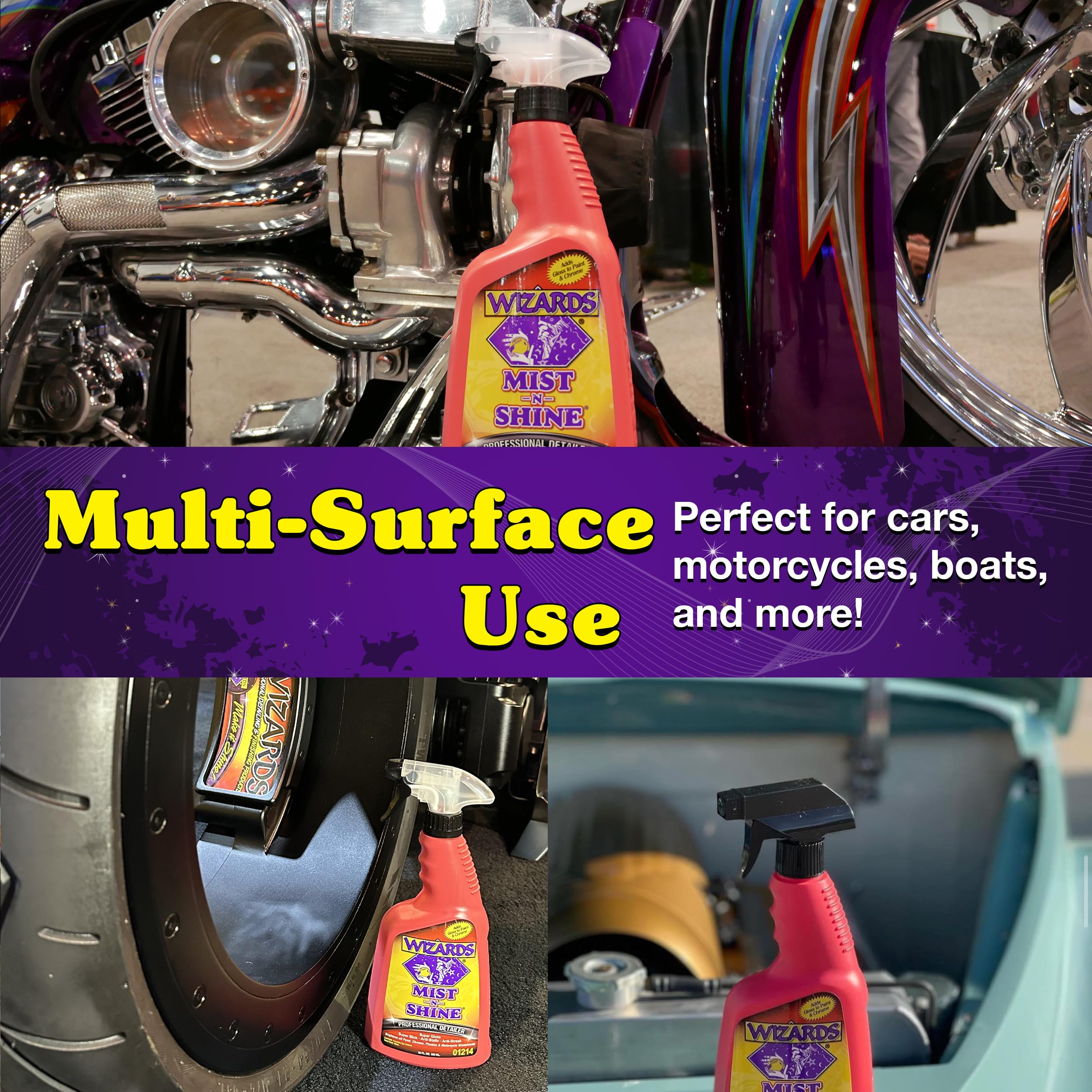 WIZARDS - Mist-N-Shine Professional Detailer, High-Gloss Car Detailing and Surface Cleaner Spray (22 oz.)
