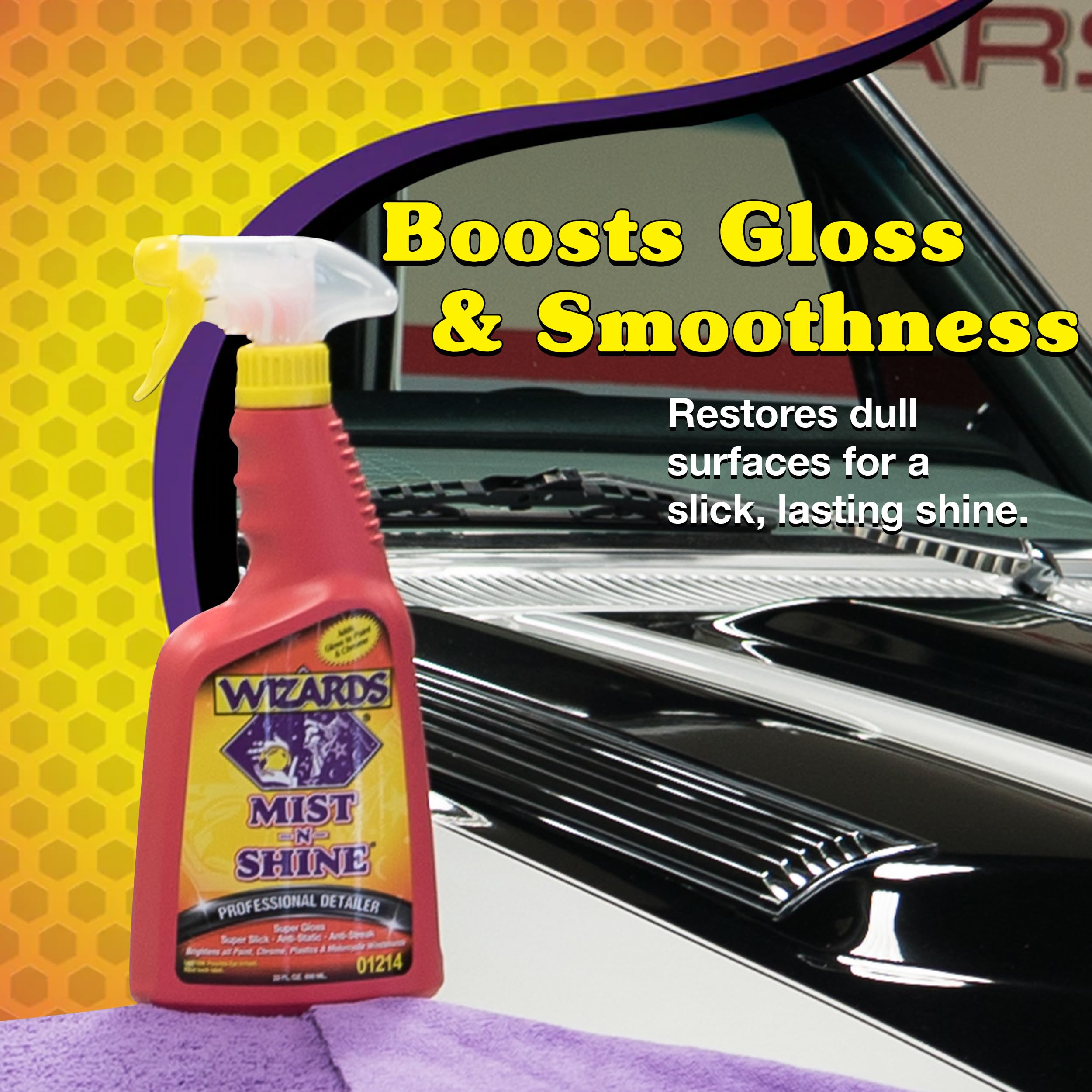 WIZARDS - Mist-N-Shine Professional Detailer, High-Gloss Car Detailing and Surface Cleaner Spray (22 oz.)