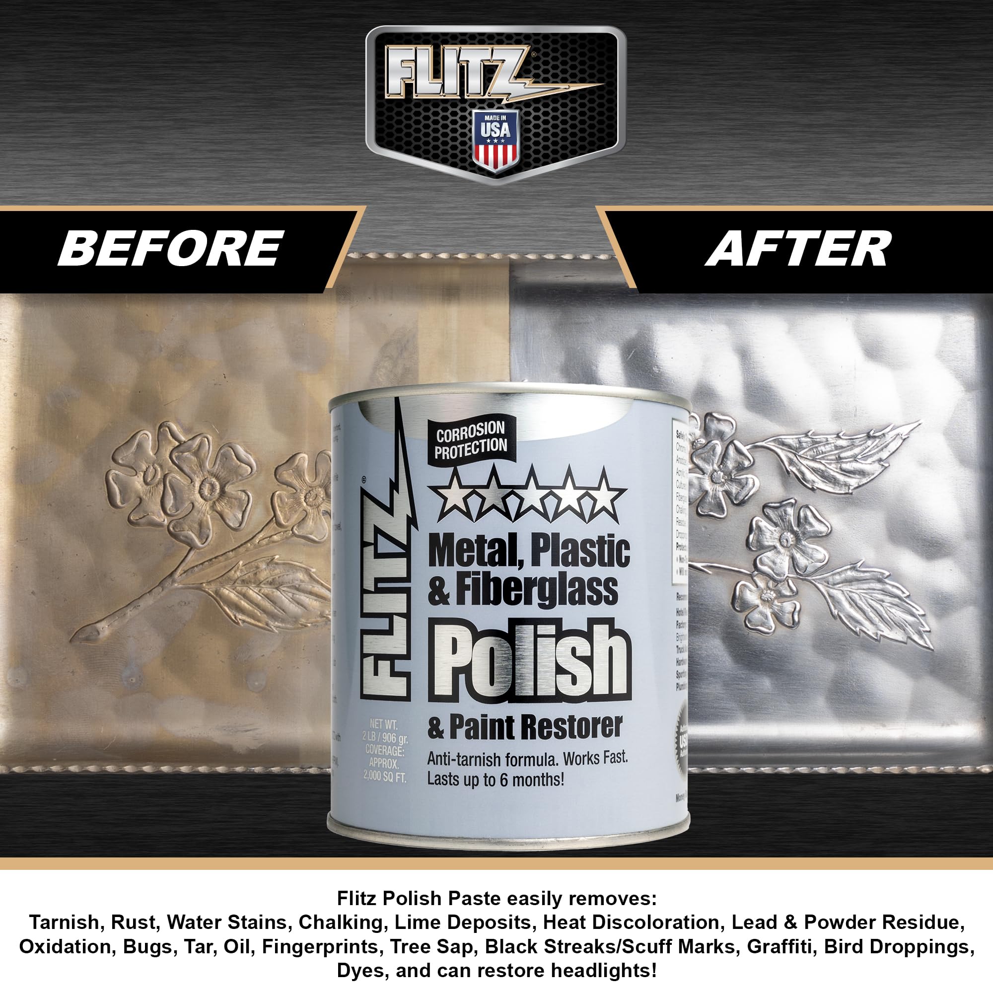 Flitz International Multi Purpose Metal Polish, 2.2-Pound, Blue, Single (CA 03518-6)