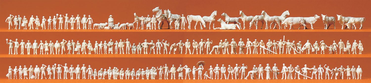 Preiser 88500 Unpainted Figures/Animals (160)