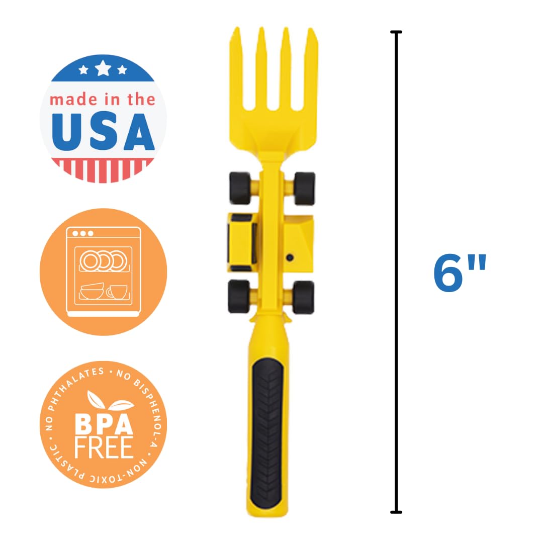 Constructive Eating Made in USA Set of 3 Construction Utensils for Toddlers, Infants, Babies and Kids - Made With Materials Tested for Safety