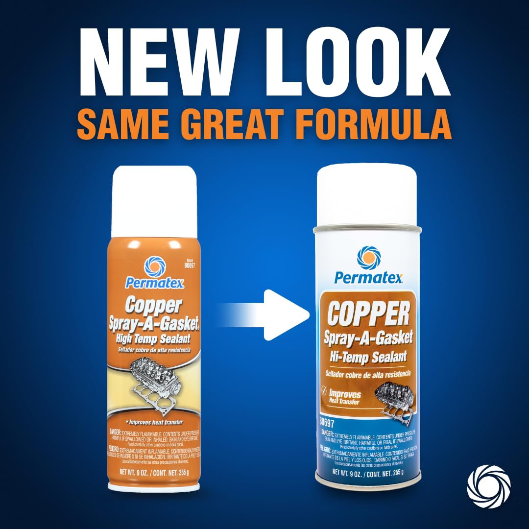 Permatex 80697 Copper Spray-A-Gasket Hi-Temp Adhesive Sealant, 9 oz. net Aerosol Can , Orange