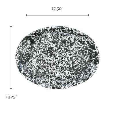Crow Canyon Home Enamelware Oval Platter, 18 inch, Red/White Splatter