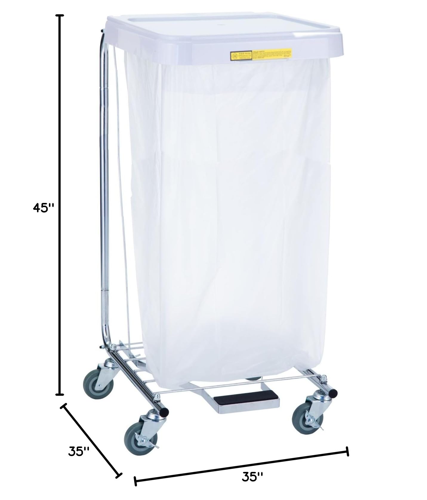 R&B Wire™ 692 Commercial Grade Rolling Healthcare Hamper with Foot Pedal