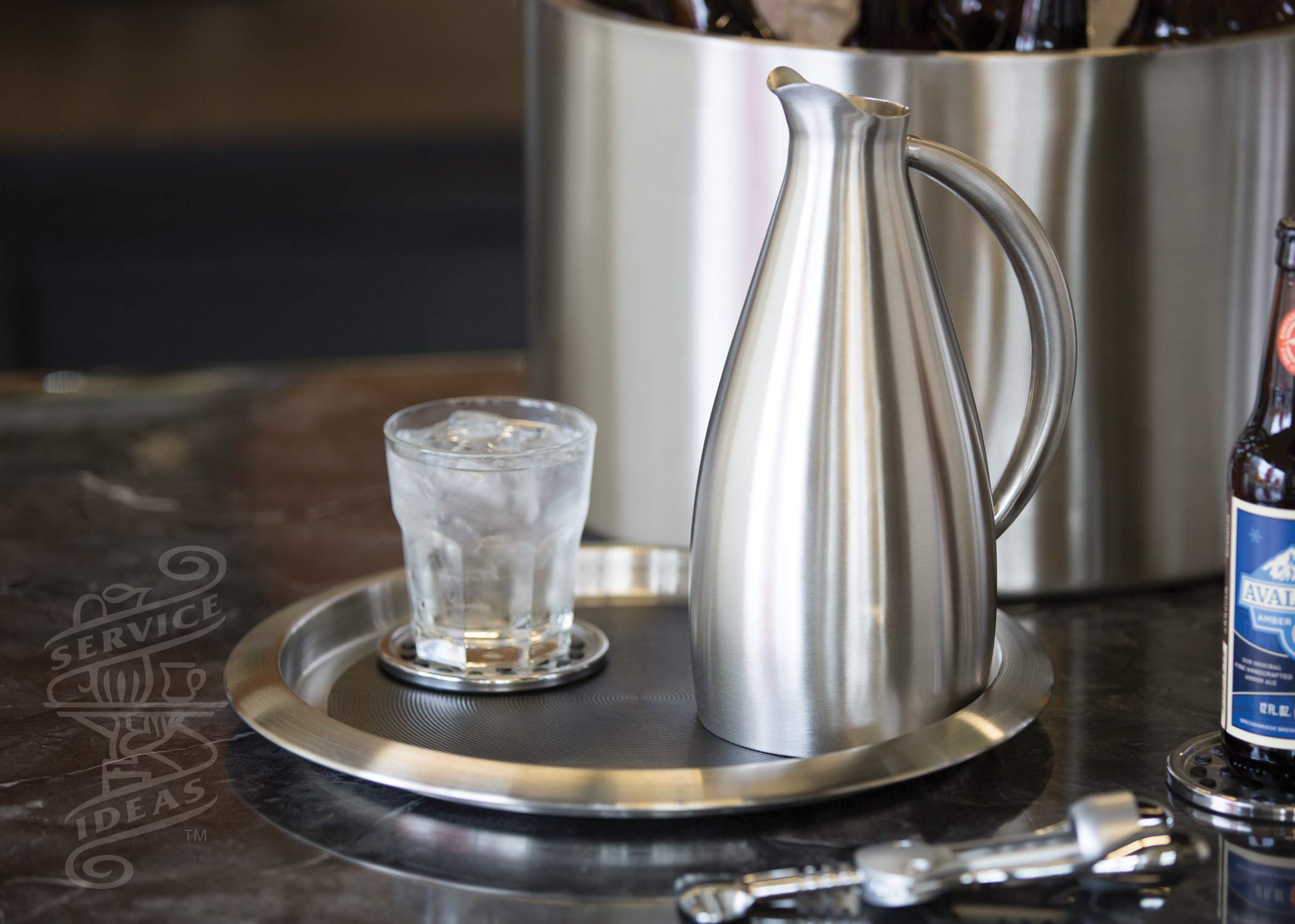 Service Ideas TR1412SR Tray with Built in Insert, 12" Round, Stainless Steel