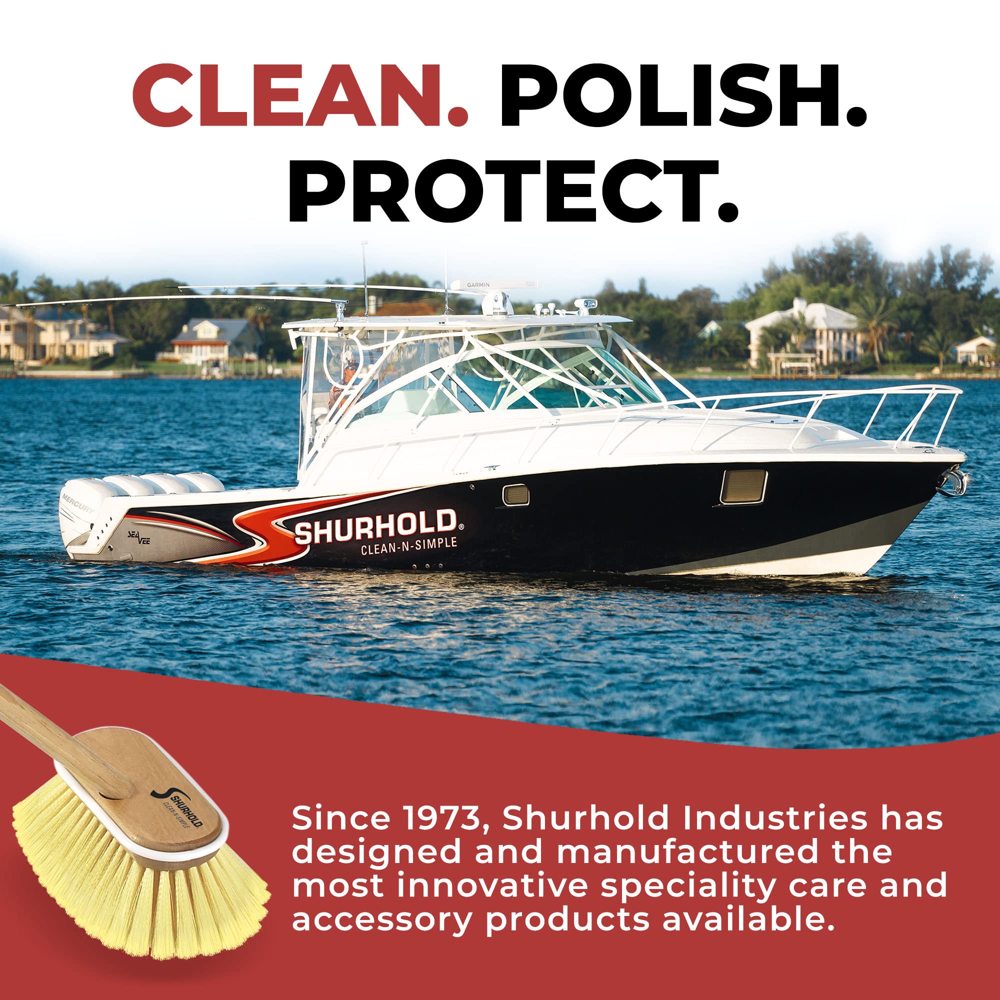 Shurhold 1960 Marine Mate 6 Inch Soft Bristle Brush with 48 Inch Handle