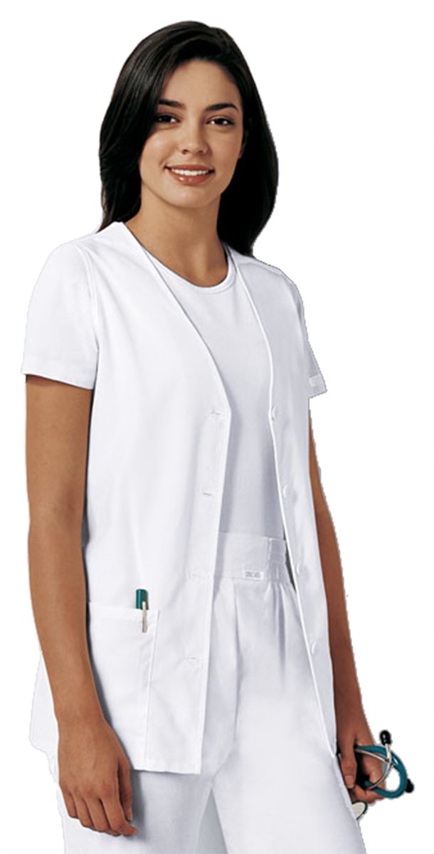 Cherokee Women Scrubs Vest Button Front 1602, L, White