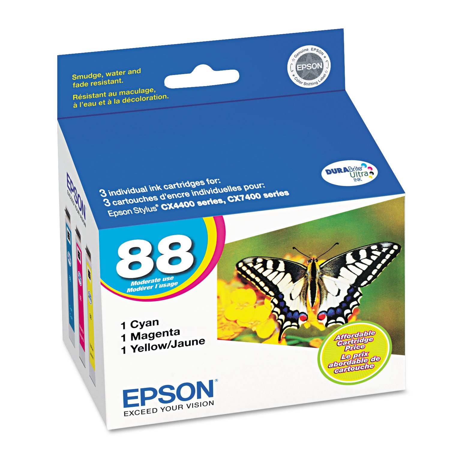 EPSON T088 DURABrite Ultra -Ink Standard Capacity Color Combo Pack (T088520-S) for select Epson Stylus Printers