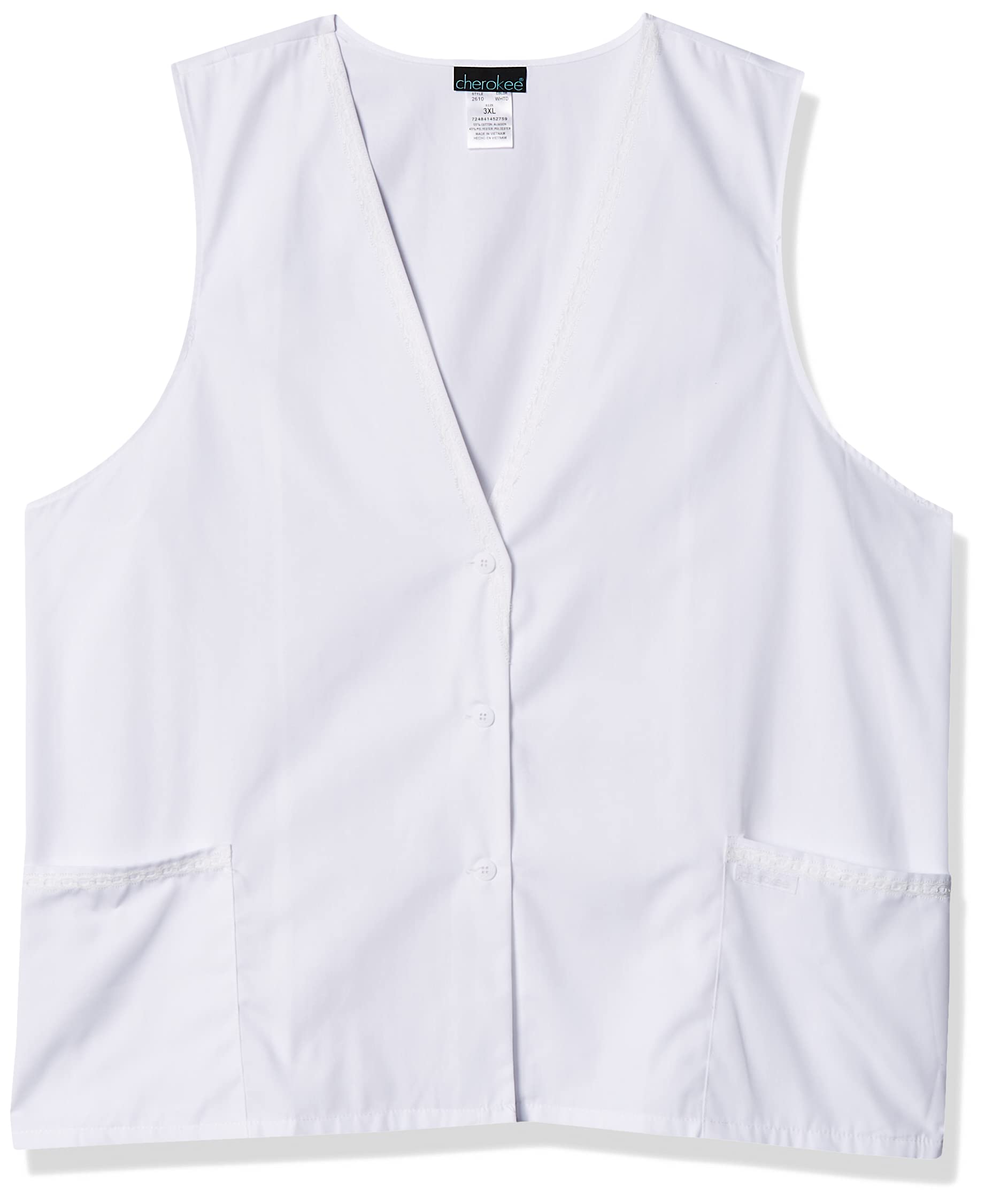 Cherokee Women's Lace Trimmed Vest, White, XX-Large