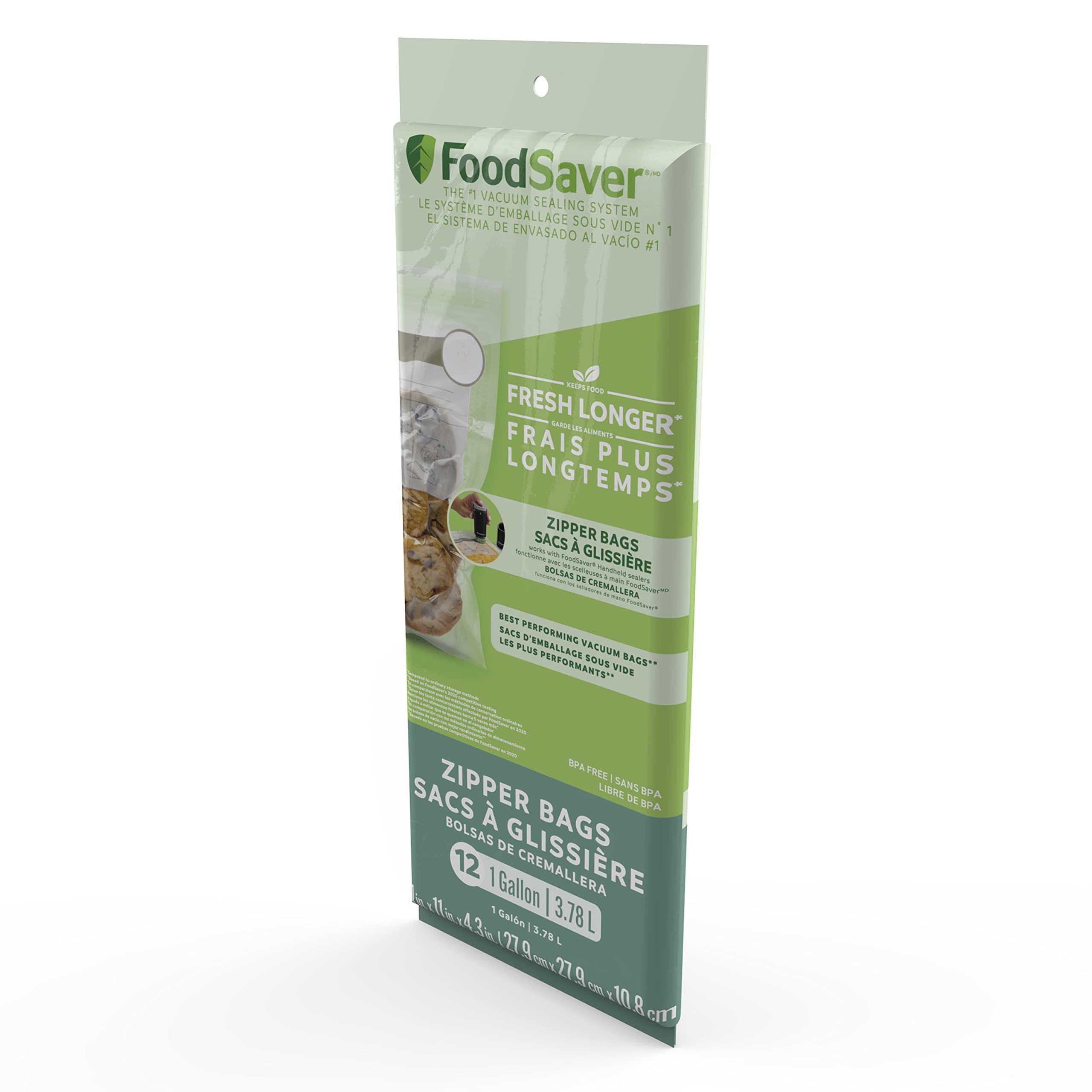 FoodSaver 1-Gallon Vacuum Zipper Bags, 12 Count, Multi