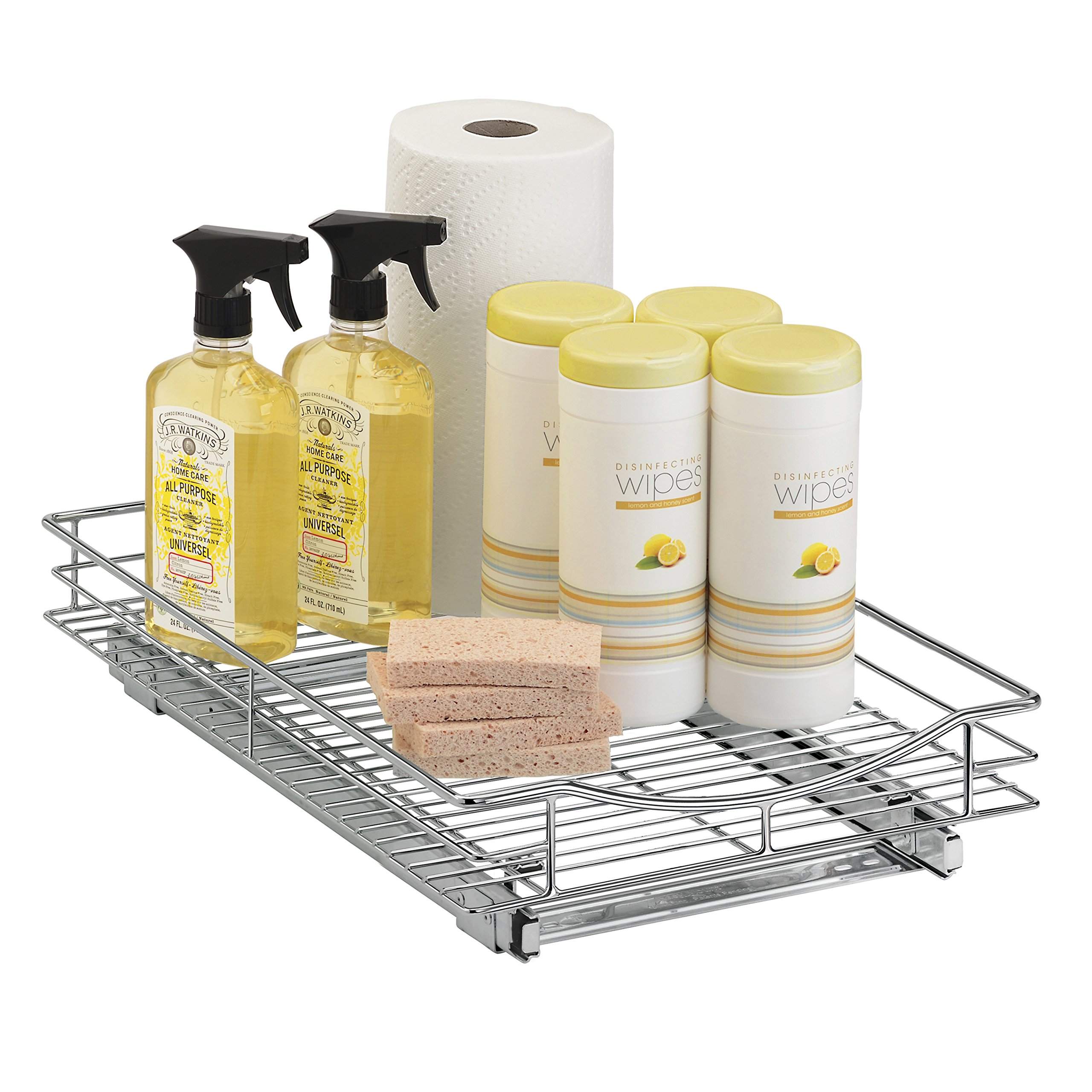 LYNK PROFESSIONAL® Pull Out Cabinet Organizer - Slide Out Pantry Shelves - Sliding Storage for Inside Kitchen Cabinet or Under Sink - Roll Out Drawer for Pots, Pans - 14" Wide x 21" Deep - Chrome