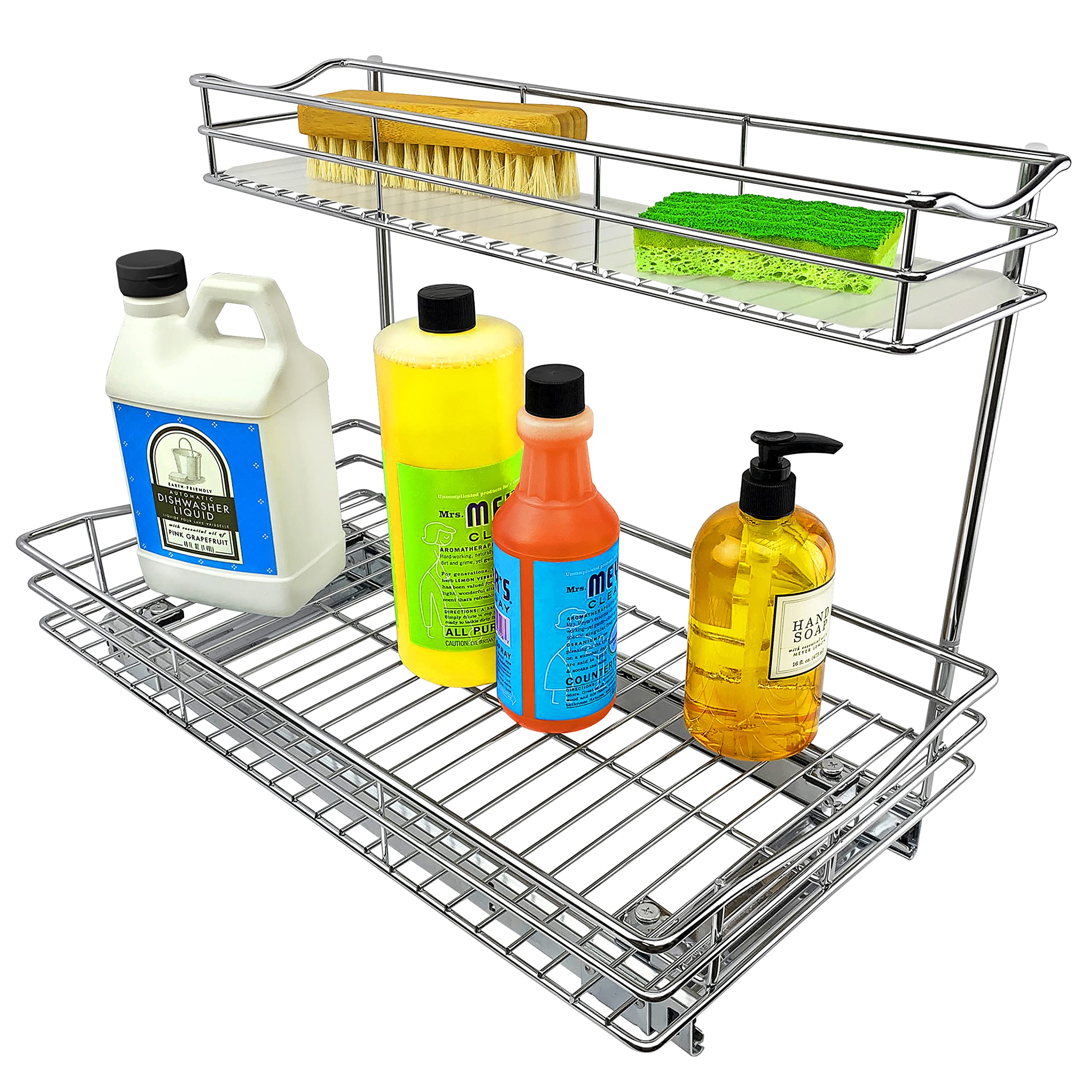 Lynk Professional® Slide Out Under Sink Cabinet Organizer - Sliding Storage for Inside Kitchen Cabinet or Under Sink - 11.5 in. wide x 18 inch deep - Chrome