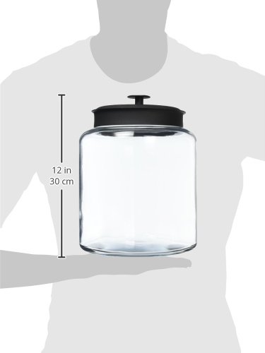Anchor Hocking 2 Gallon Montana Glass Jar with Lid (2 piece, black metal, dishwasher safe)