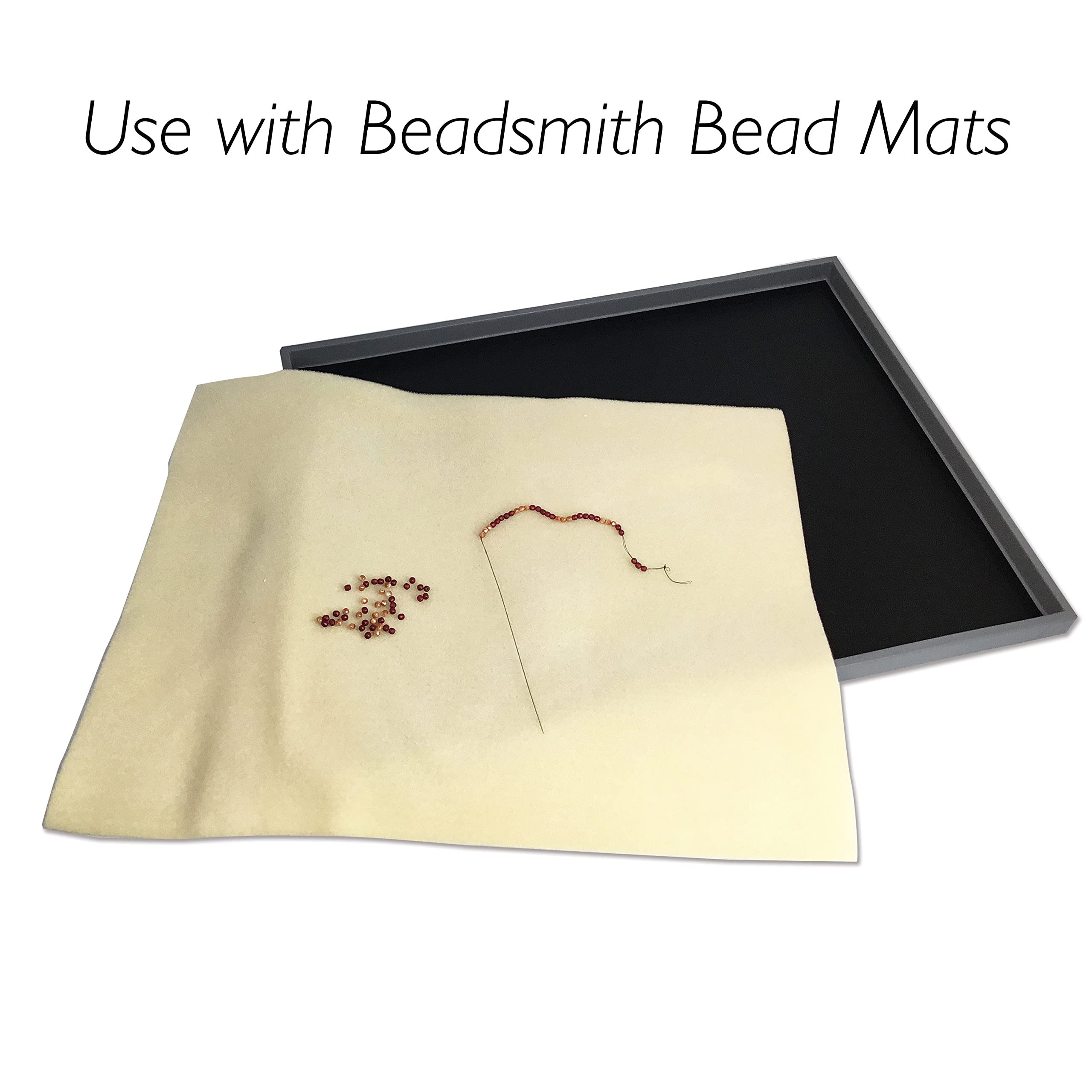 The Beadsmith Bead Mat Tray – Portable Workstation – 11.5” x 14.5” x 0.5” – Lightweight Tray for Holding Bead Mats, Beads and Jewelry Storage – Easy to Transport