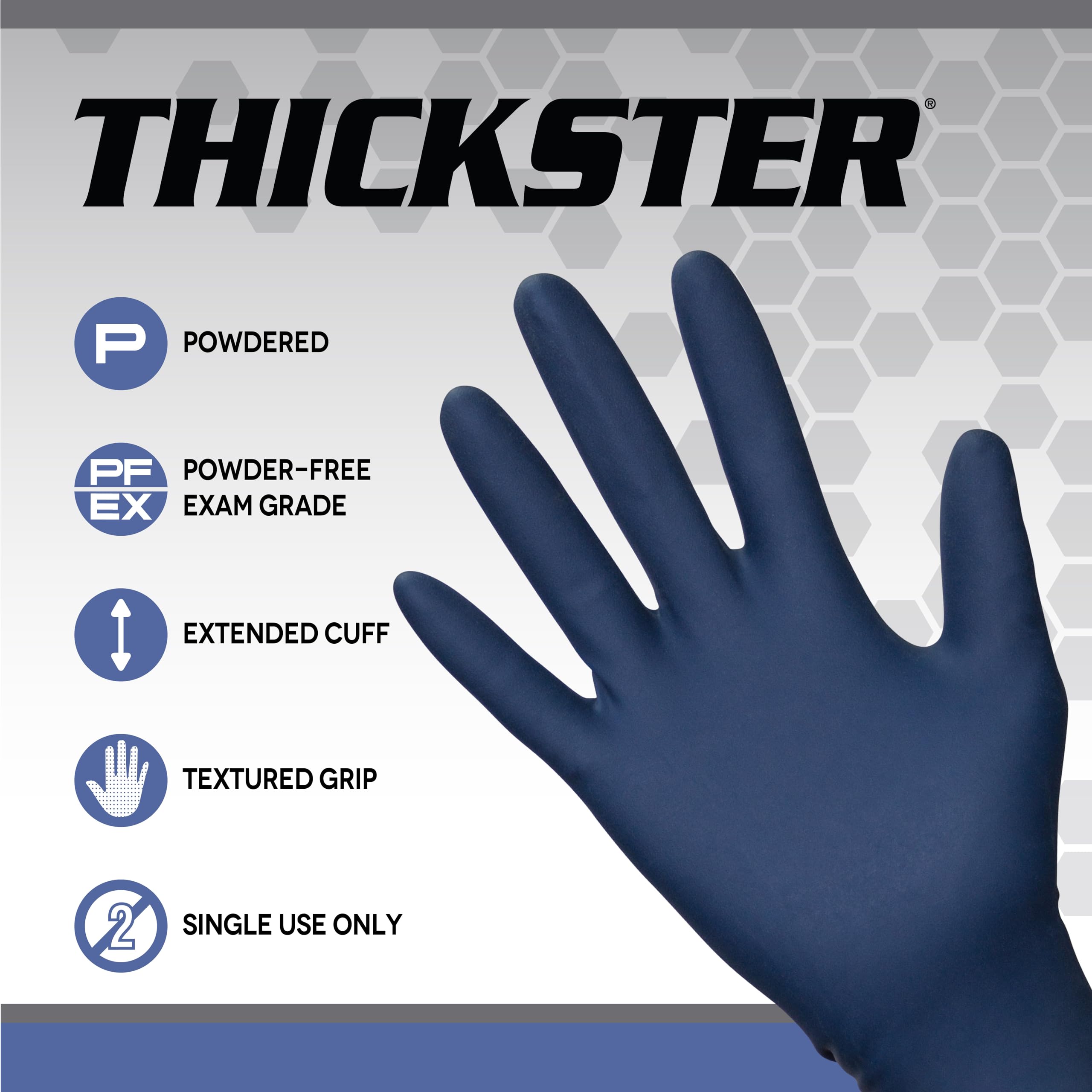 SAS Safety 6604 Thickster X-Large Textured Exam Grade Latex Gloves, Blue