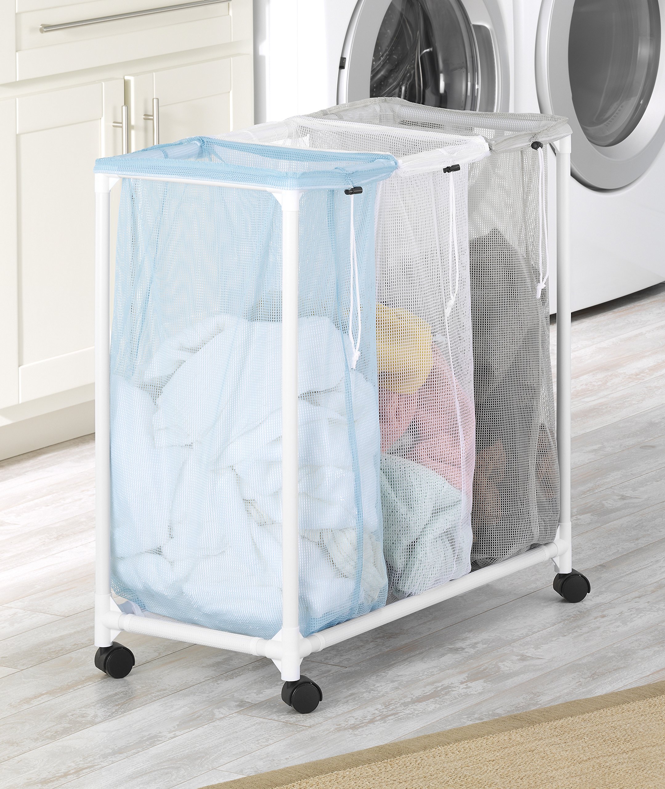 Whitmor Triple Laundry Sorter with Wheels