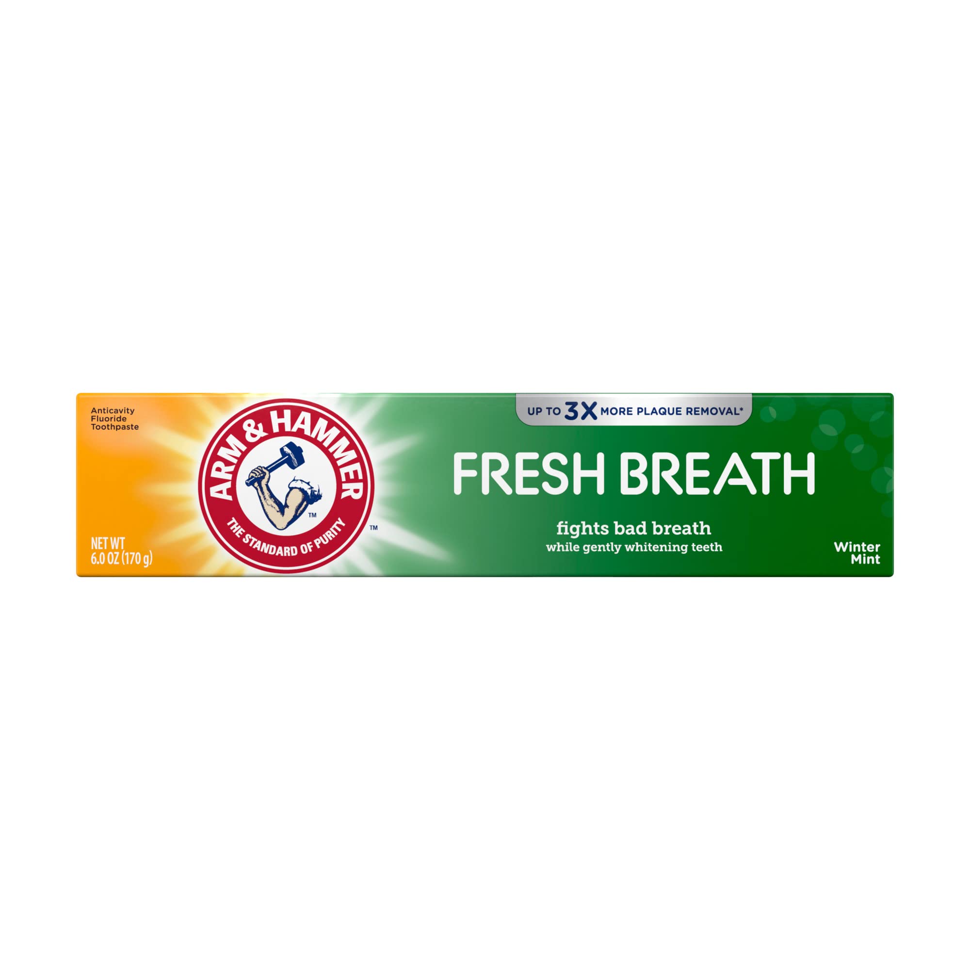 ARM & HAMMER Advanced White Breath Freshening Toothpaste-, One 6oz Tube, Winter Mint- Fluoride Toothpaste (Packaging May Vary)