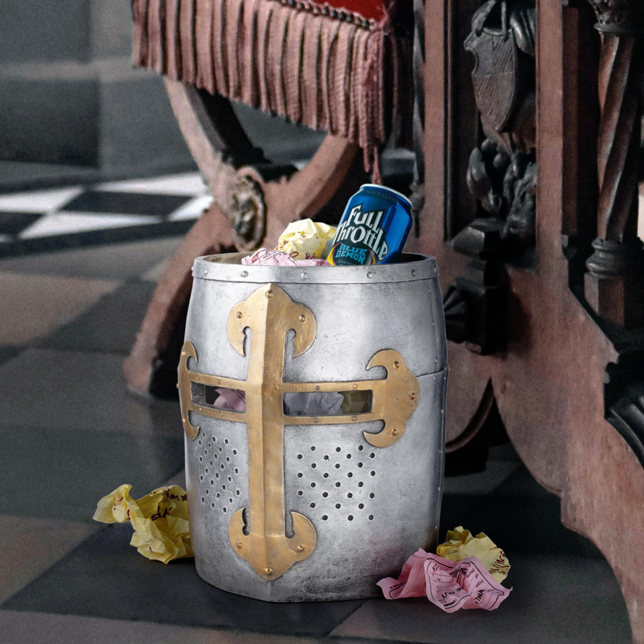 Design Toscano Crusader's Great Helm Gothic Trash Bin