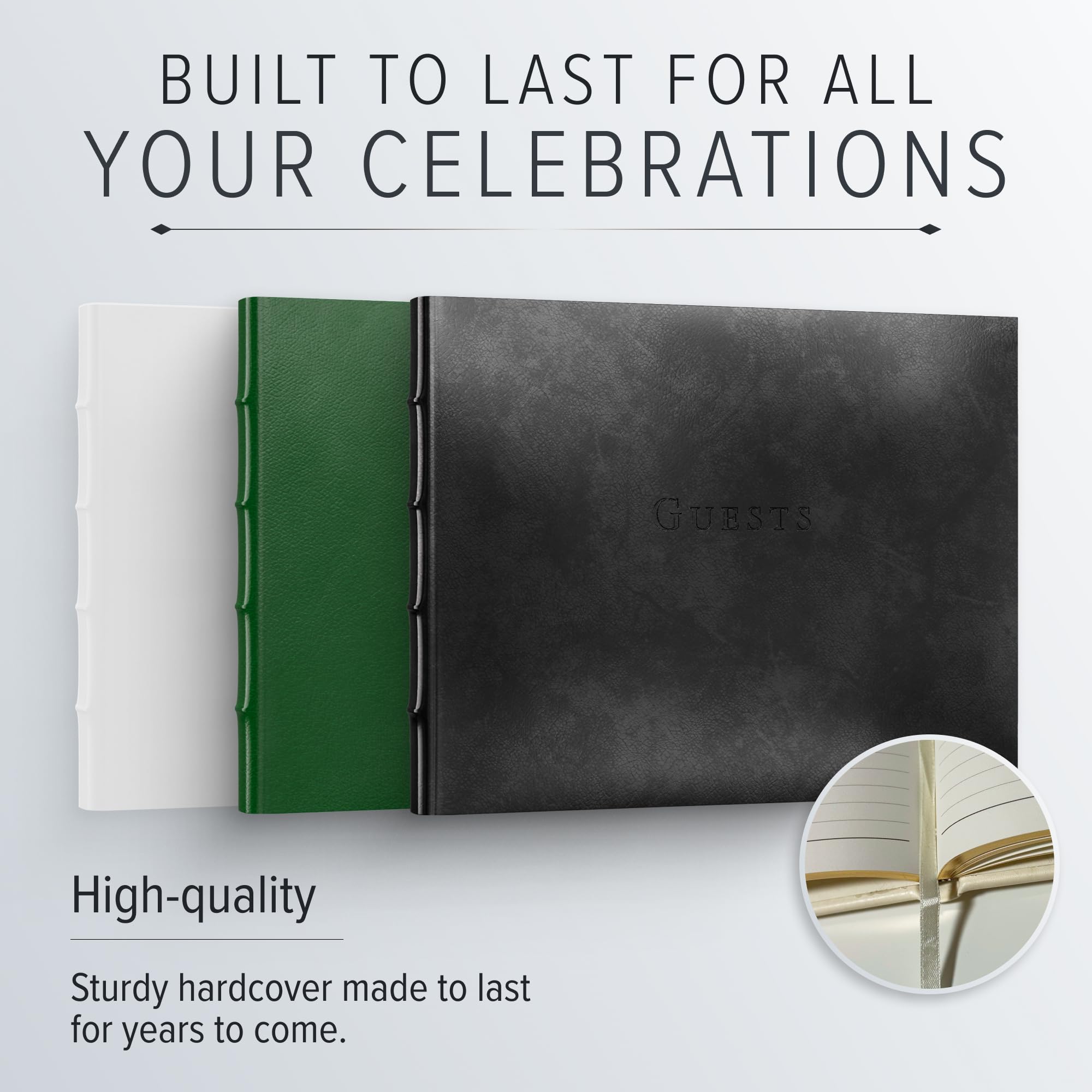 Gallery Leather Guest Book Acadia Black 7"x9"