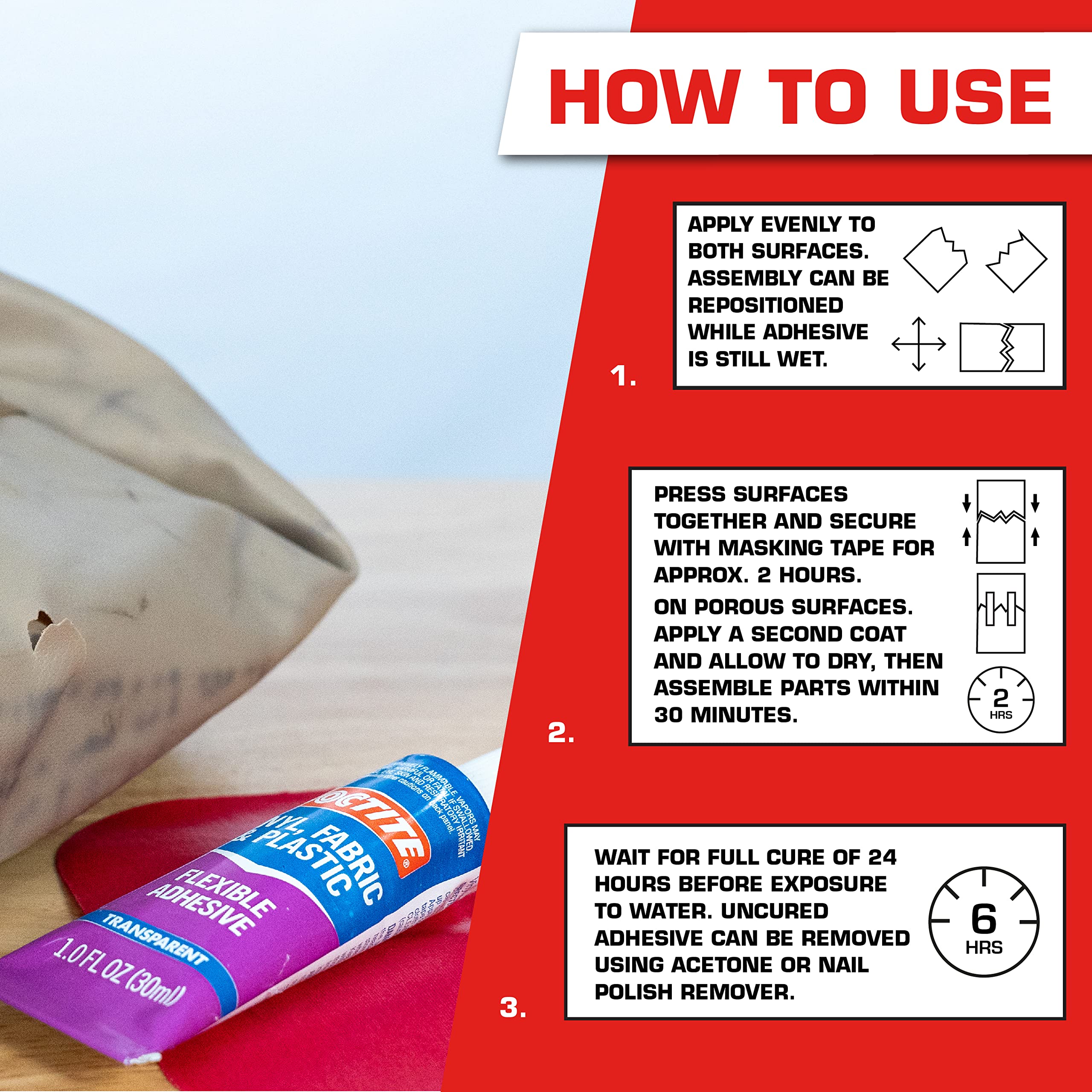 Loctite Vinyl Fabric & Plastic Repair Flexible Adhesive 1 oz, 1 Squeeze Tube