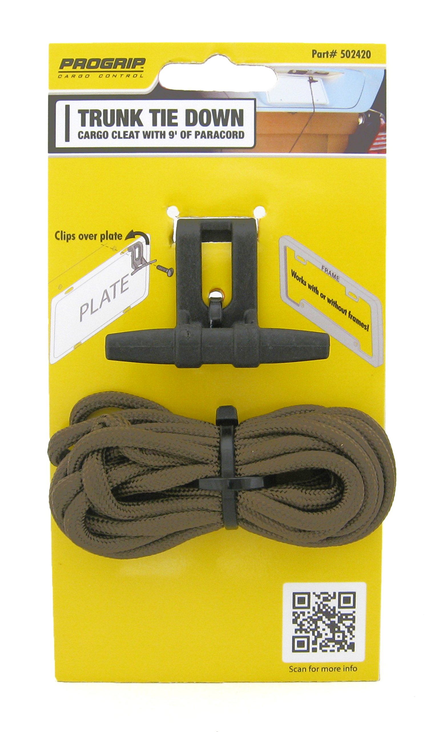 PROGRIP 502420 Cargo Tie Down Accessories: Cleat with 9' of Paracord for Trunk