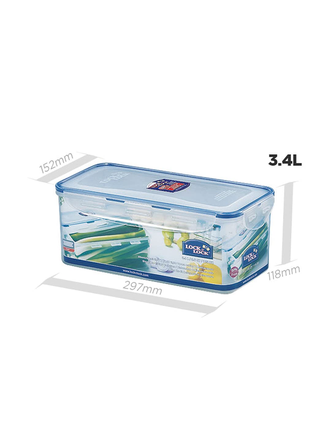 LOCK & LOCK Airtight Rectangular Food Storage Container with Drain tray 14-Cup, 115-Fluid Ounces