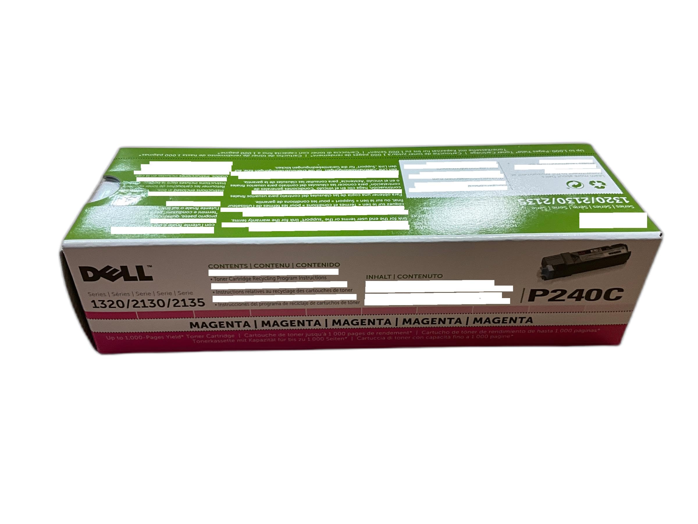Dell P240C 1320C 2130 2135 Toner Cartridge (Magenta) in Retail Packaging