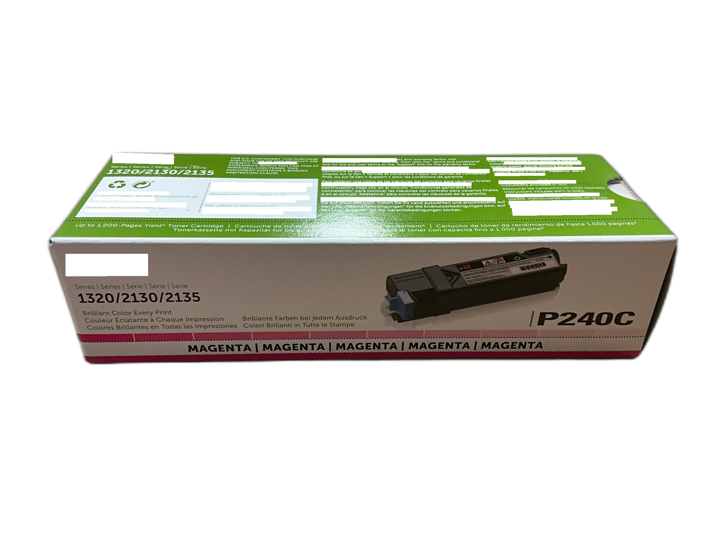 Dell P240C 1320C 2130 2135 Toner Cartridge (Magenta) in Retail Packaging