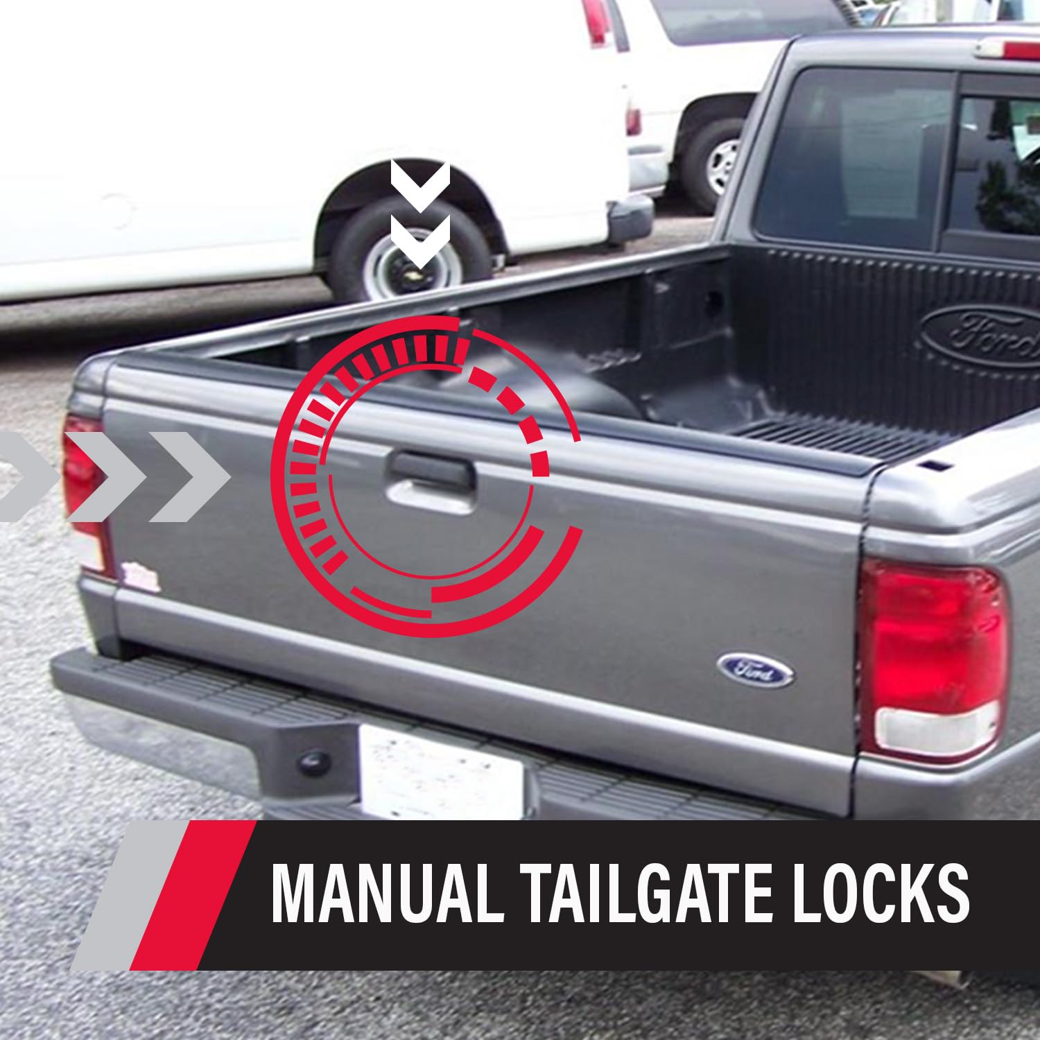 Pop & Lock – Manual Tailgate Lock for Ford F150, Fits 1987 to 1996 - Works Only with Factory Plastic Handle (Black, PL2310)
