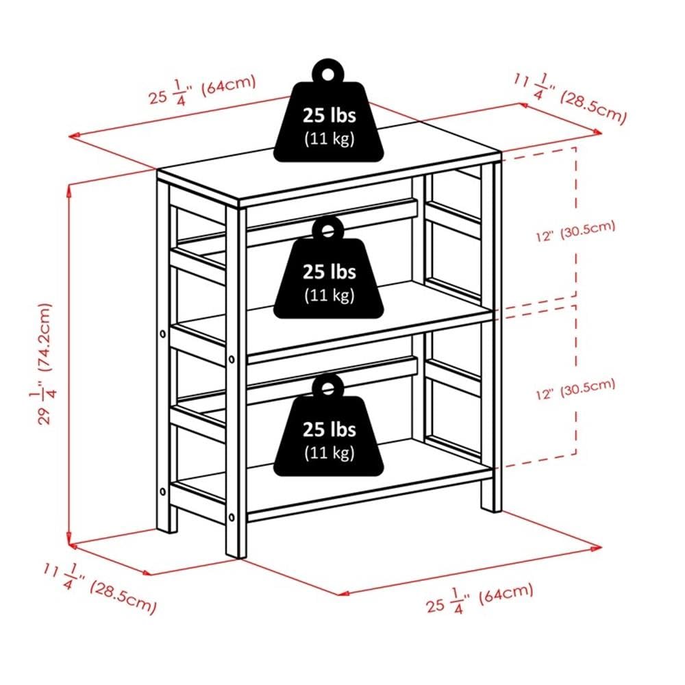 Winsome Wood Capri Wood 2 Section Storage Shelf with 4 Black Fabric Foldable Baskets