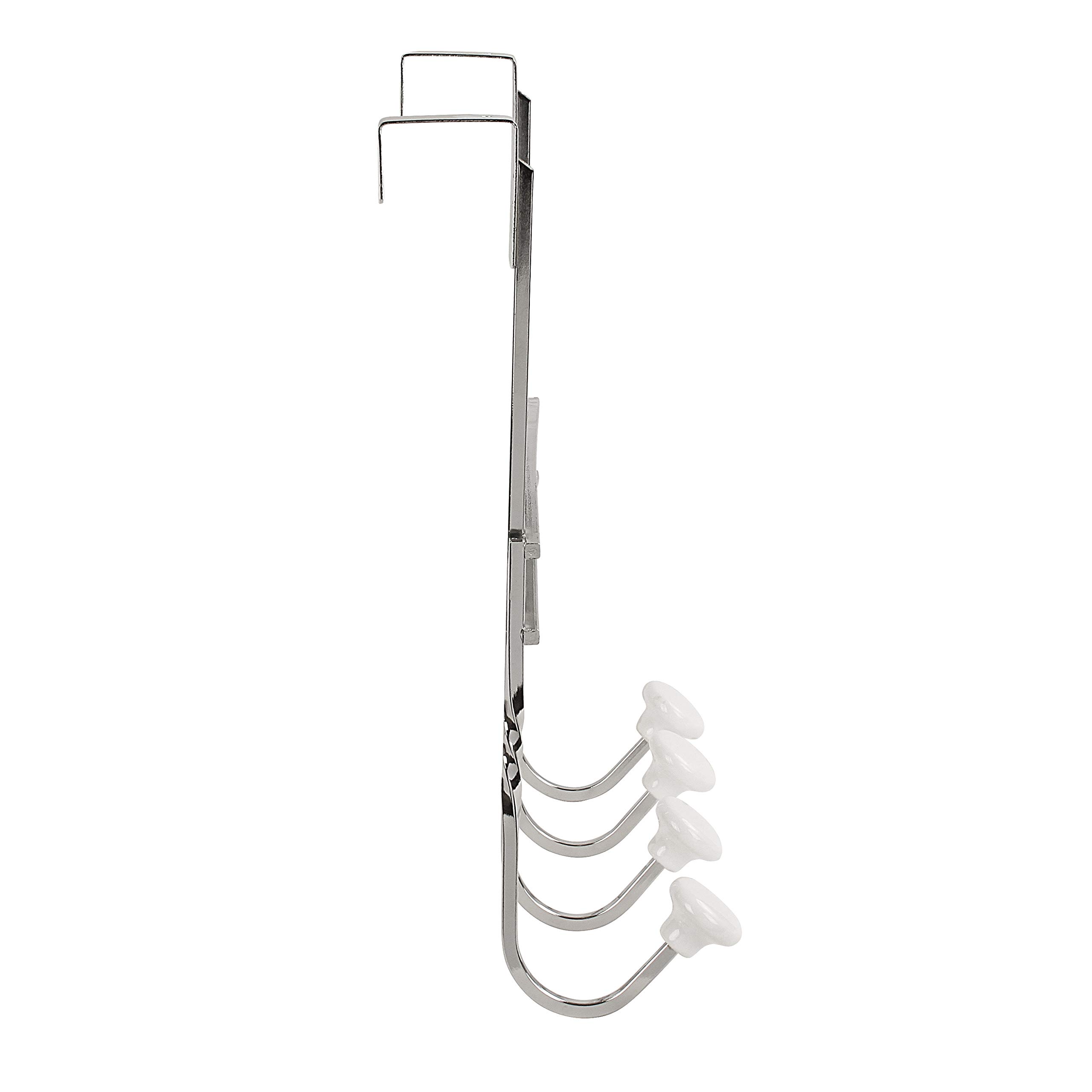 Spectrum Diversified Cambridge Over The Door 4 Hook Rack for Storage and Organization of Entryway Bedroom and More, Chrome